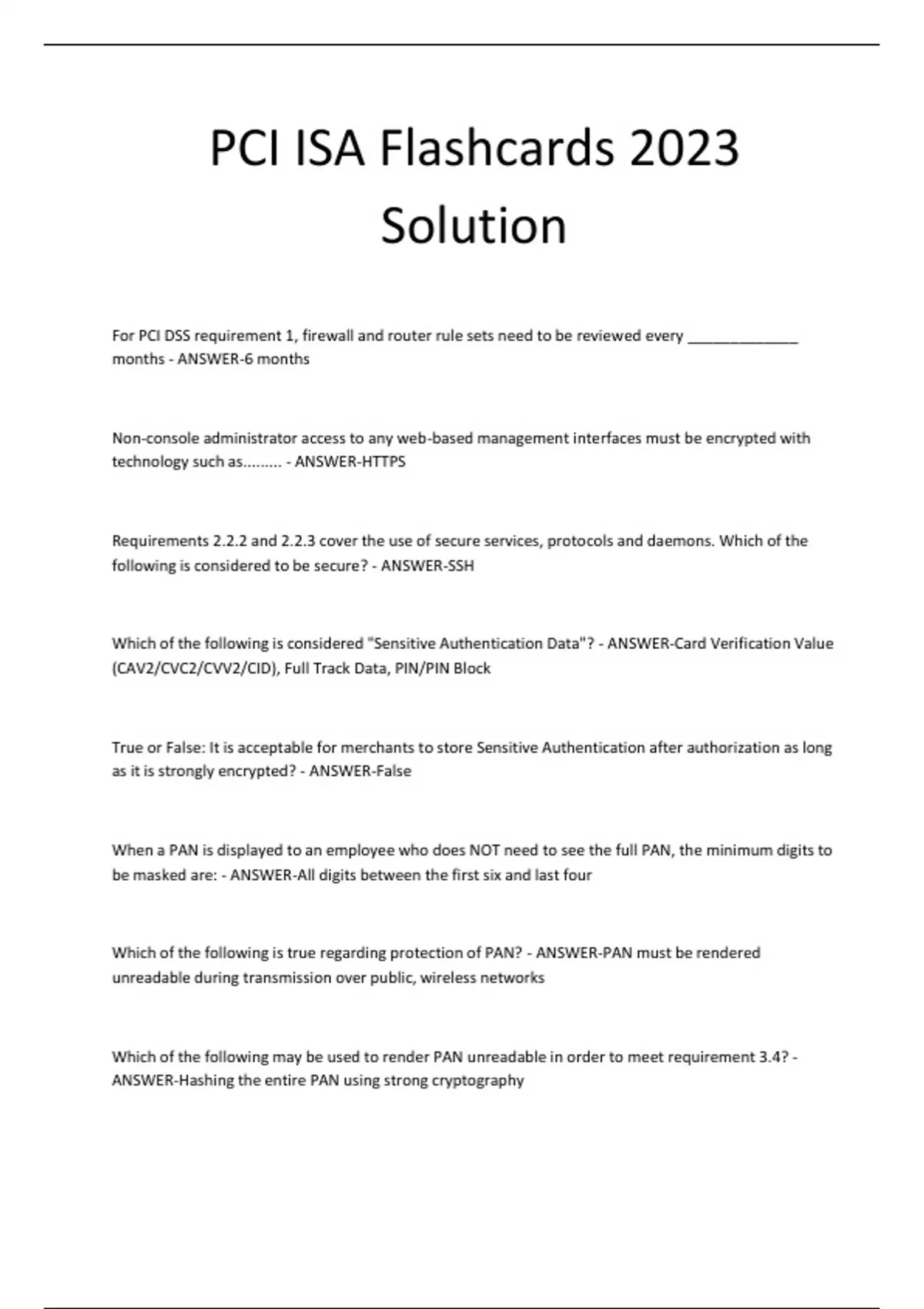 PCI ISA Flashcards 2023 Solution - PCI ISA - Stuvia US