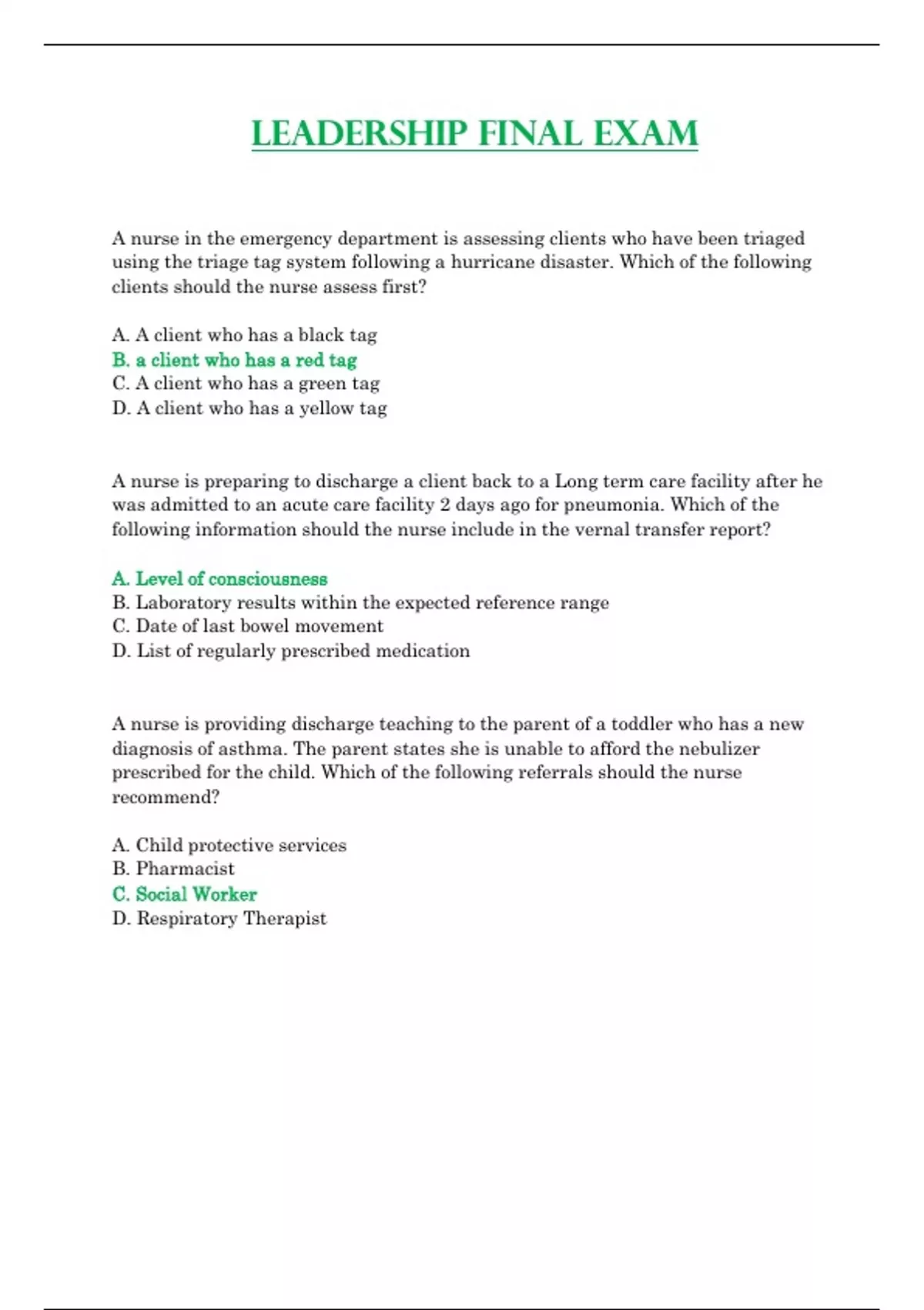 Leadership ATI Final Exam | Latest Update | | - ATI Leadership ...