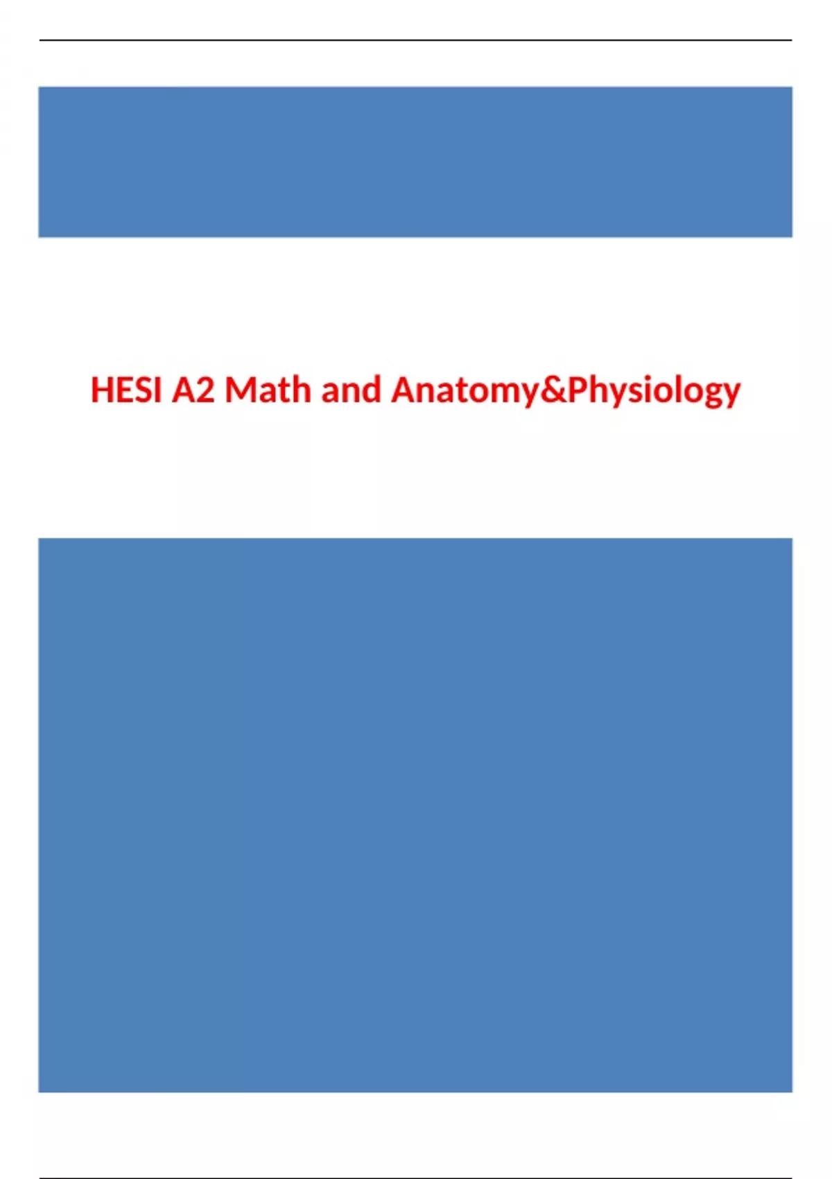 HESI A2 Math and Anatomy&Physiology - HESI A2 Math and Anatomy ...