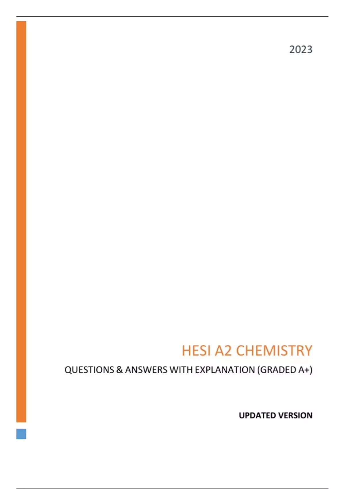 HESI A2 CHEMISTRY - QUESTIONS & ANSWERS WITH EXPLANATION (GRADED A+ ...