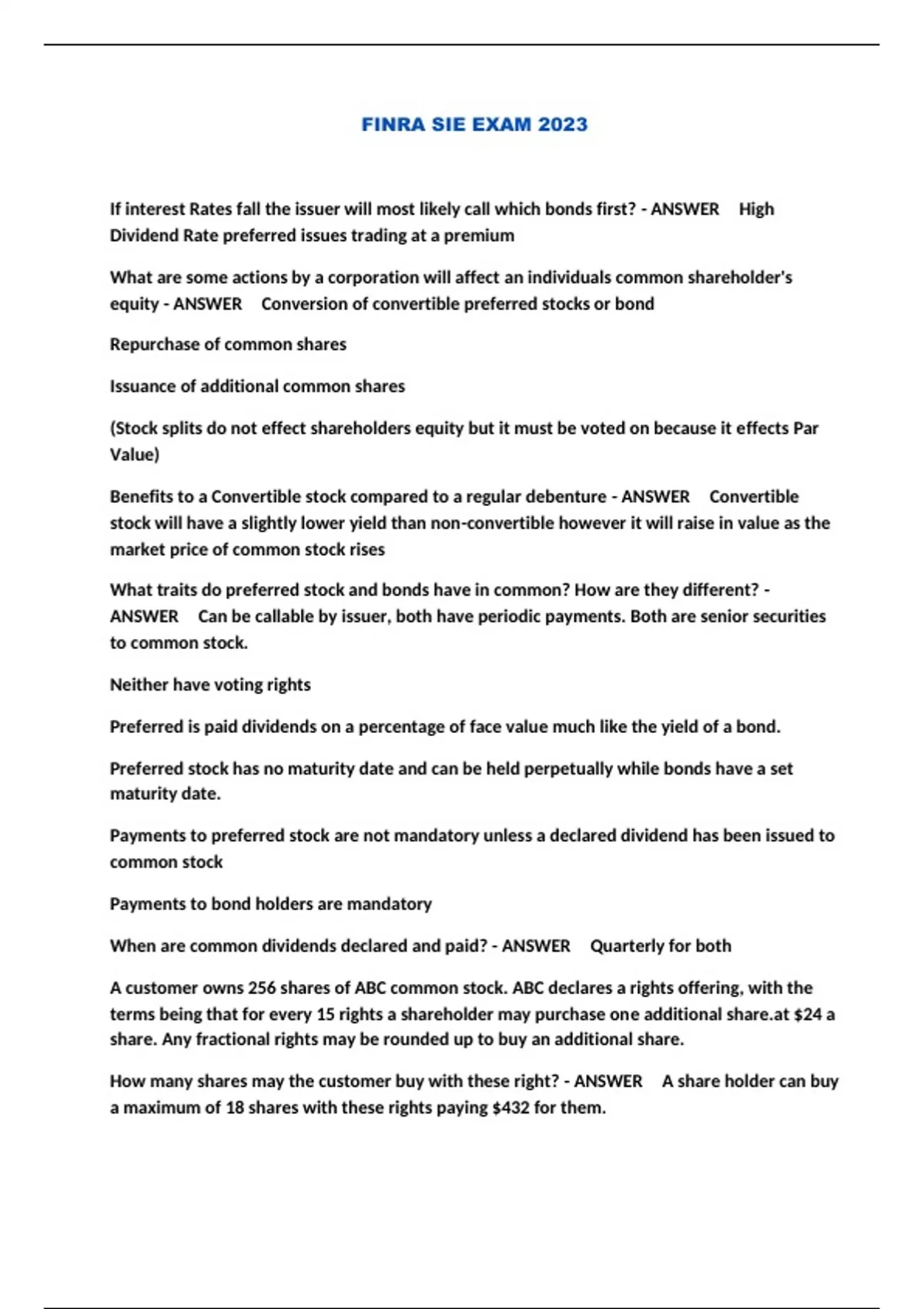FINRA SIE EXAM 2023 - FINRA SIE - Stuvia US