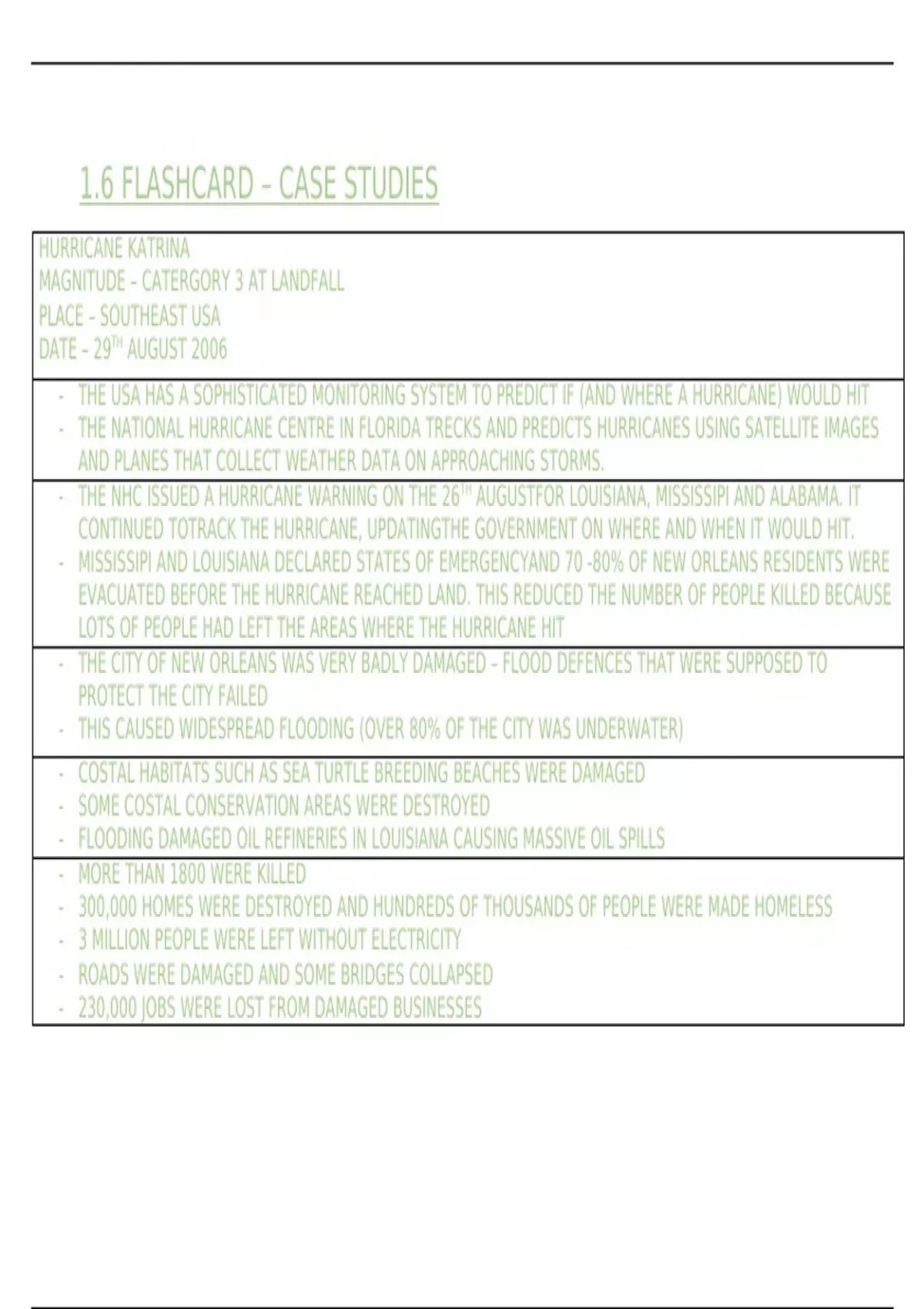 Geography Hurricane Katrina, Cyclone Nargis Summary - Geography - Stuvia UK
