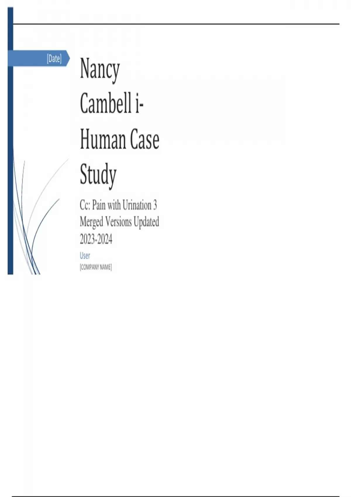 Nancy Cambell i Human Case Study Cc: Pain with Urination 3 Merged Versions Updated - Nancy ...