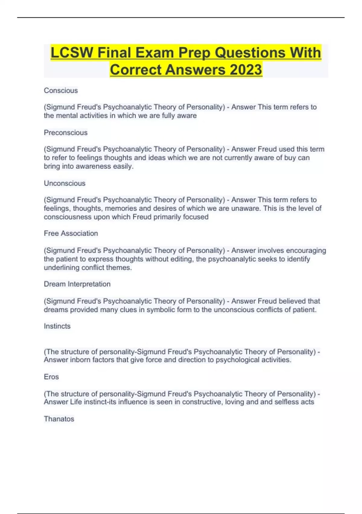 LCSW Final Exam Prep Questions With Correct Answers 2023, 55% OFF