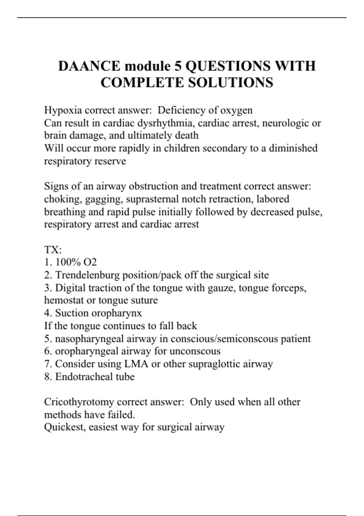 DAANCE module 5 QUESTIONS WITH COMPLETE SOLUTIONS - DAANCE - Stuvia US