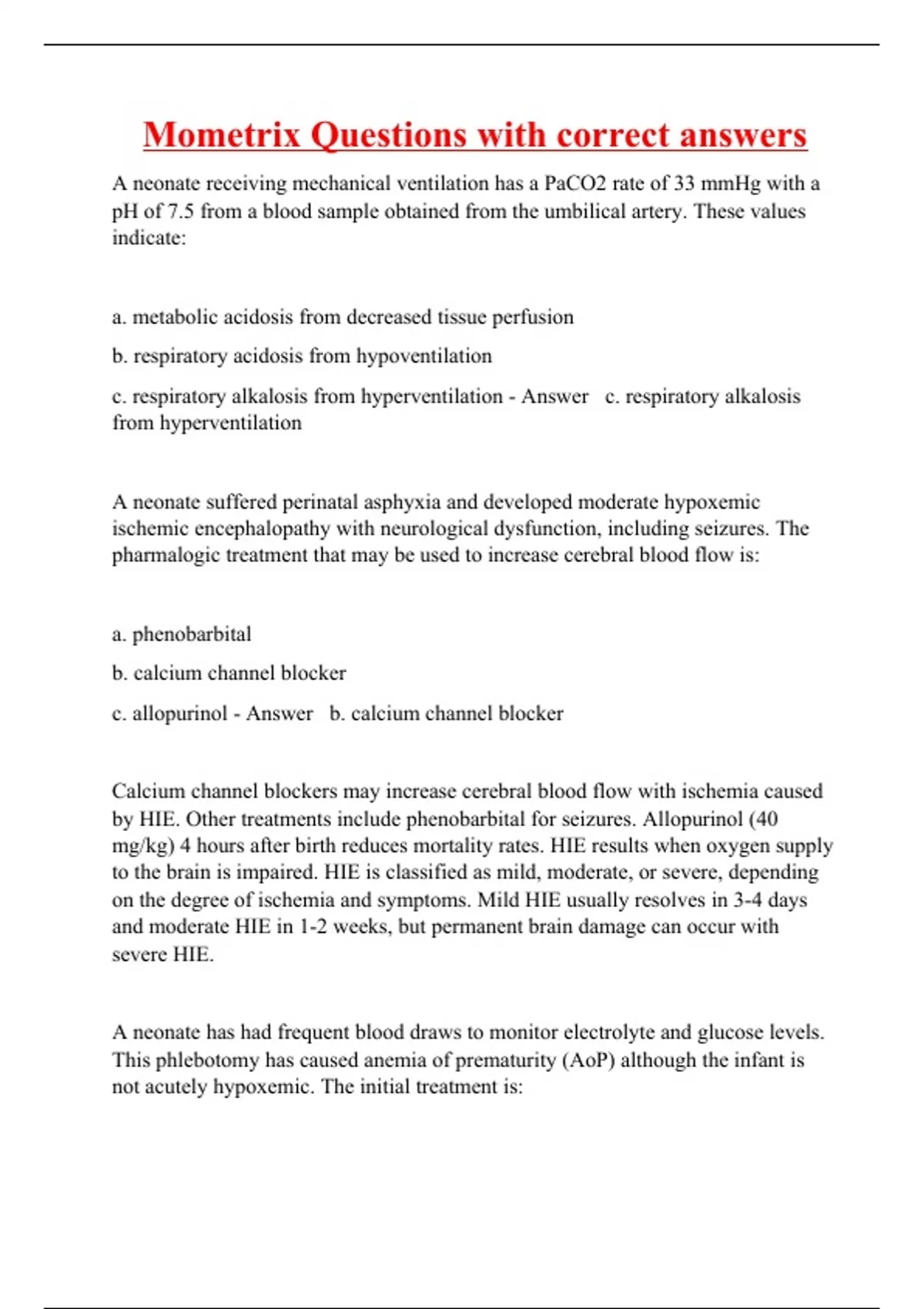 Mometrix Questions with correct answers - Mometrix - Stuvia US