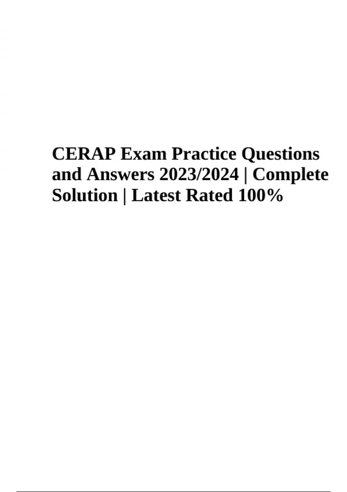 CERAP Exam Practice Questions With Answers 2023/2024 (Complete Solution ...