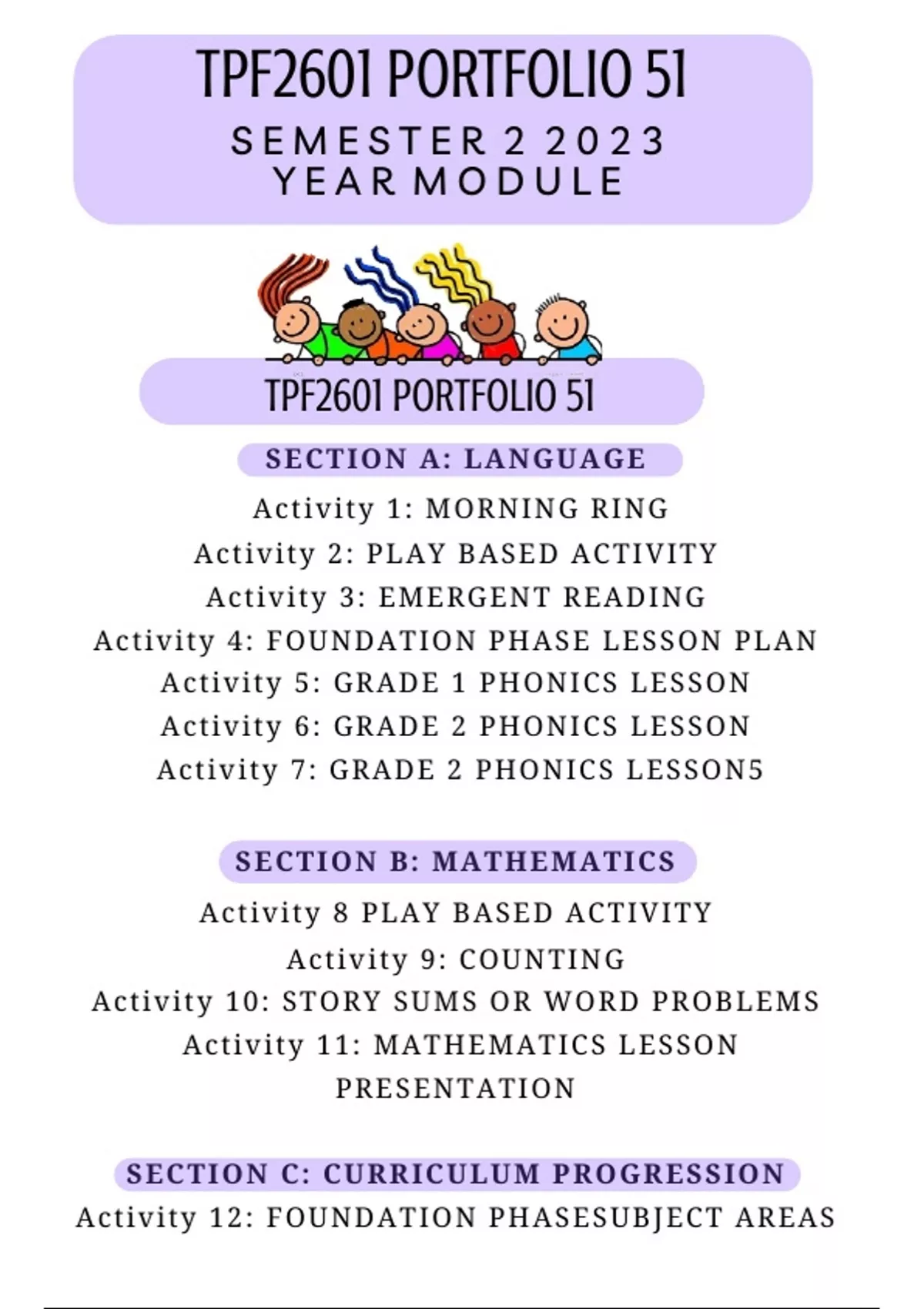 TPF2601 Portfolio 51 2023 (Detailed and Extra information added) ACE this Portfolio! - TPF2601 ...