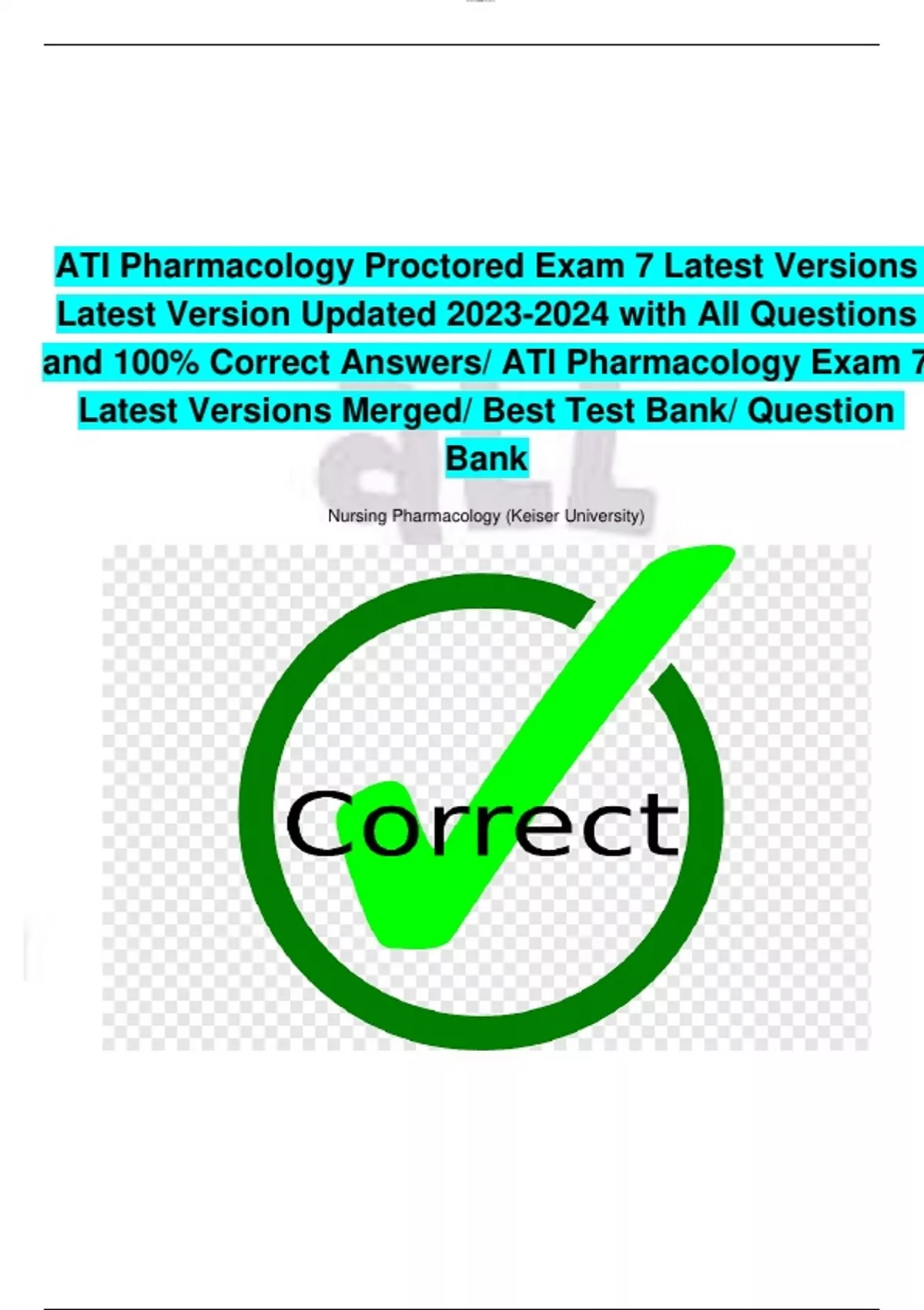 ATI Pharmacology Proctored Exam 7 Latest Versions Latest Version ...