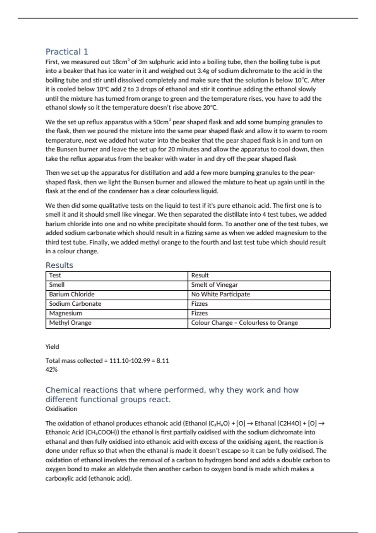 Btec Applied Science Unit 14 Learning Aim D Unit 14 Applications Of Organic Chemistry