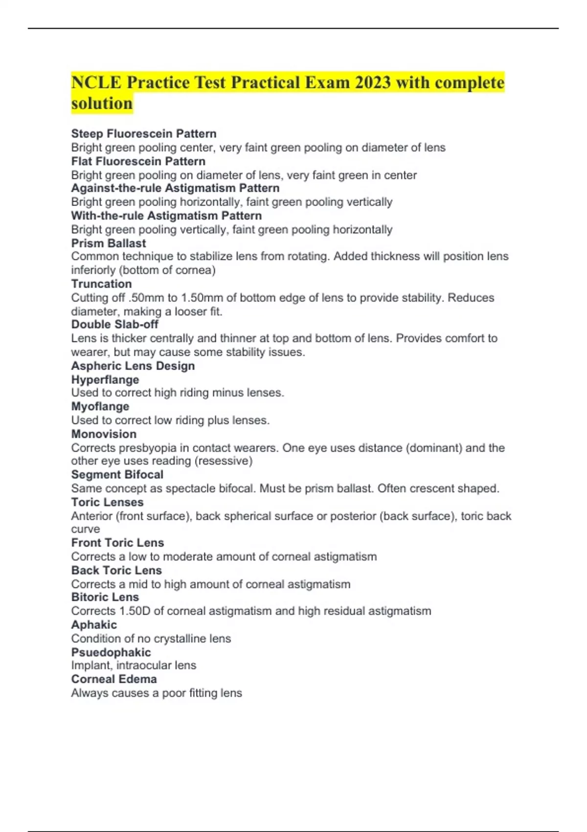 NCLE Practice Test Practical Exam 2023 with complete solution - NCLE ...