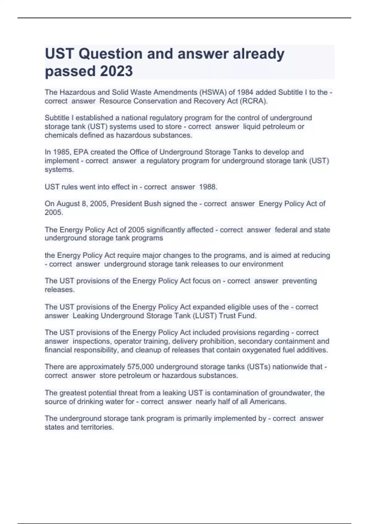 UST Question and answer already passed 2023 - UST Question and answer ...