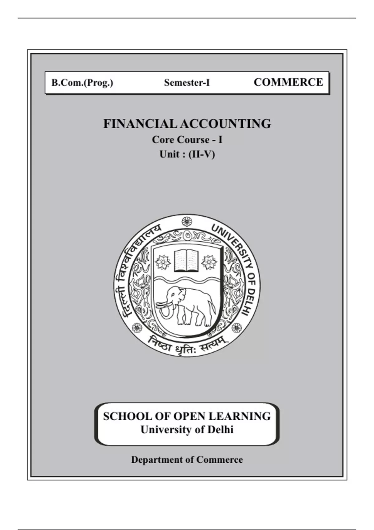 Study Material for Financial Accounting by Delhi University (DU ...