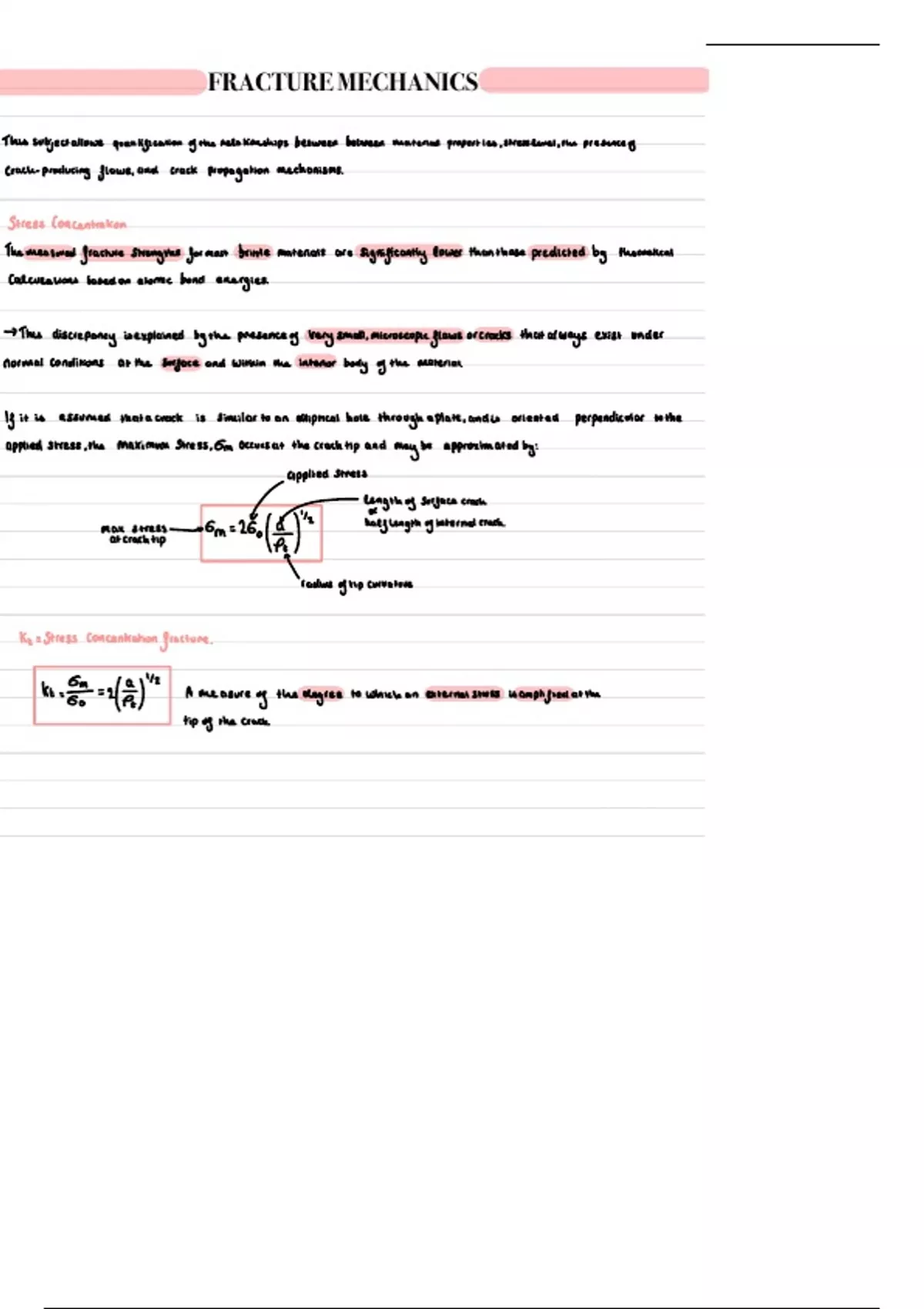 Lecture notes EMS430U Materials Engineering ON FRACTURE MECHANICS ...