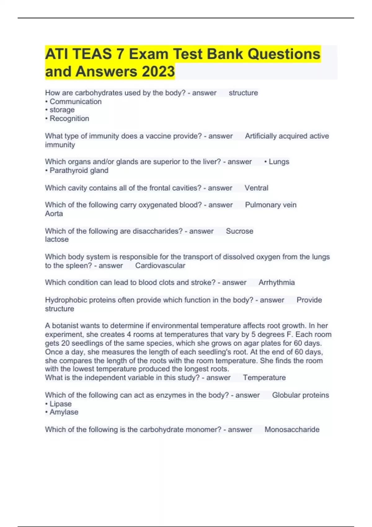 ATI TEAS 7 TEST EXAM COMPILATION BUNDLE 2023 - Stuvia US