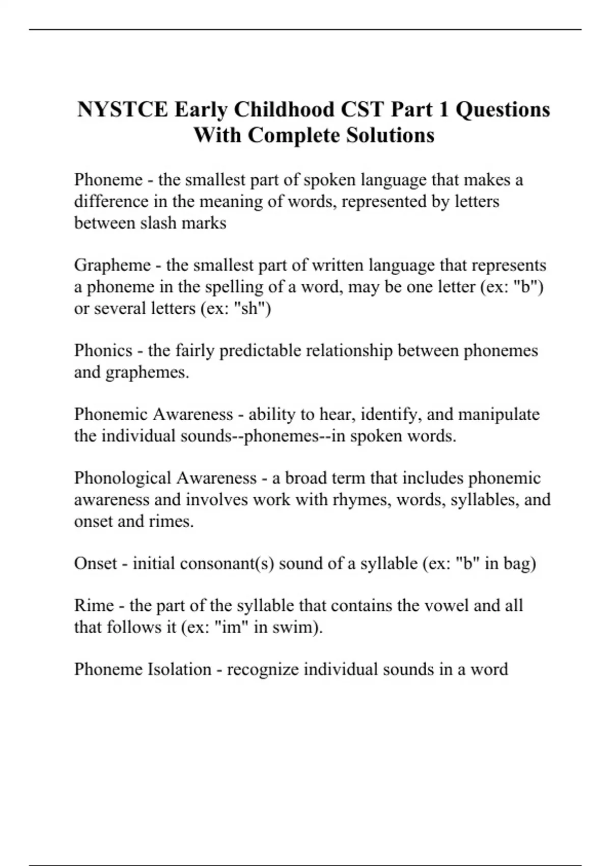NYSTCE Early Childhood CST Part 1 Questions With Complete Solutions ...