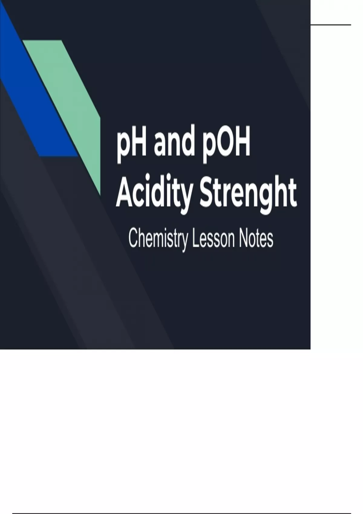 Mastering pH and pOH Acidity Basic Strength: Chemistry Notes With ...