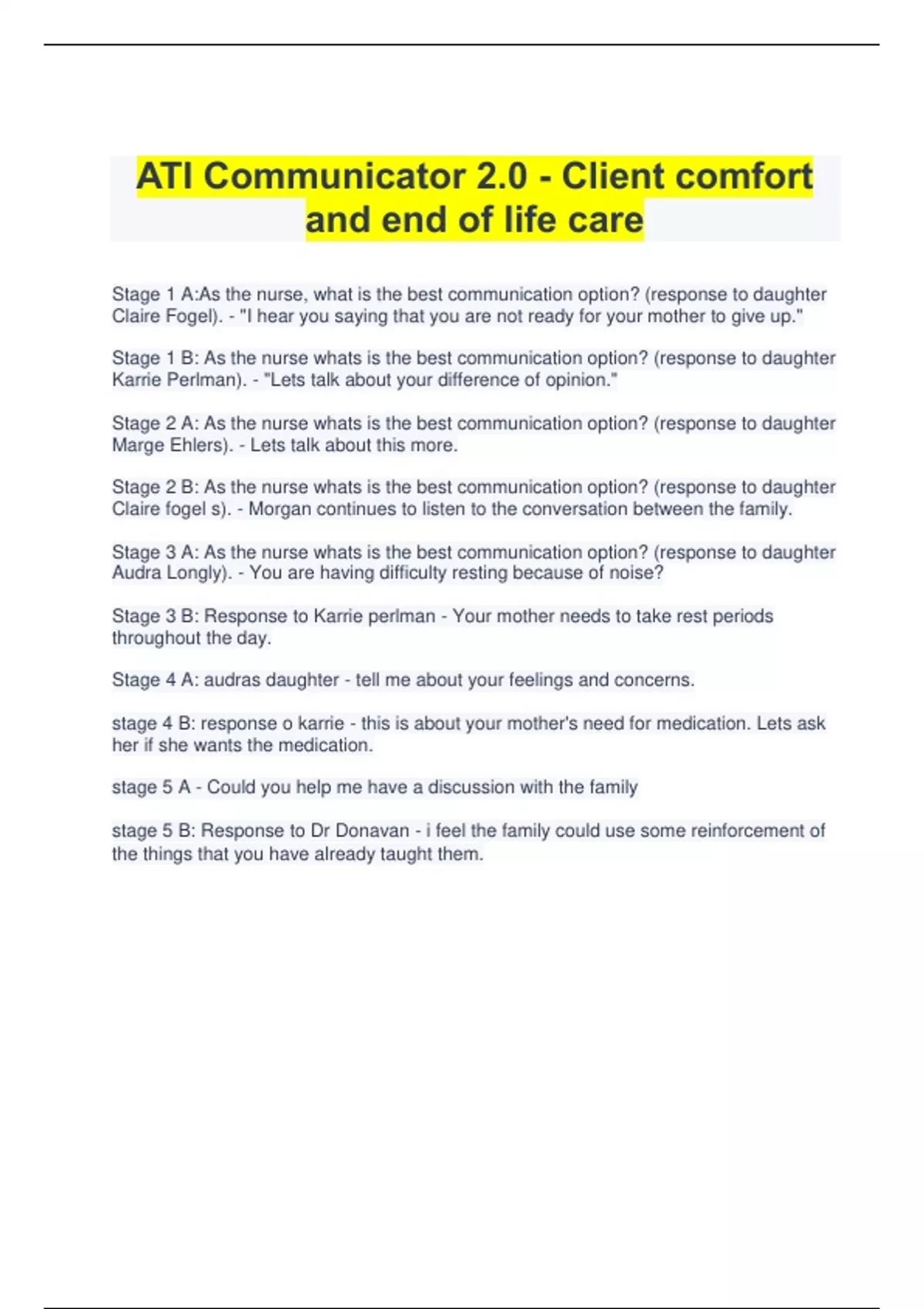 ATI Communicator 2.0 - Client comfort and end of life care - ATI ...