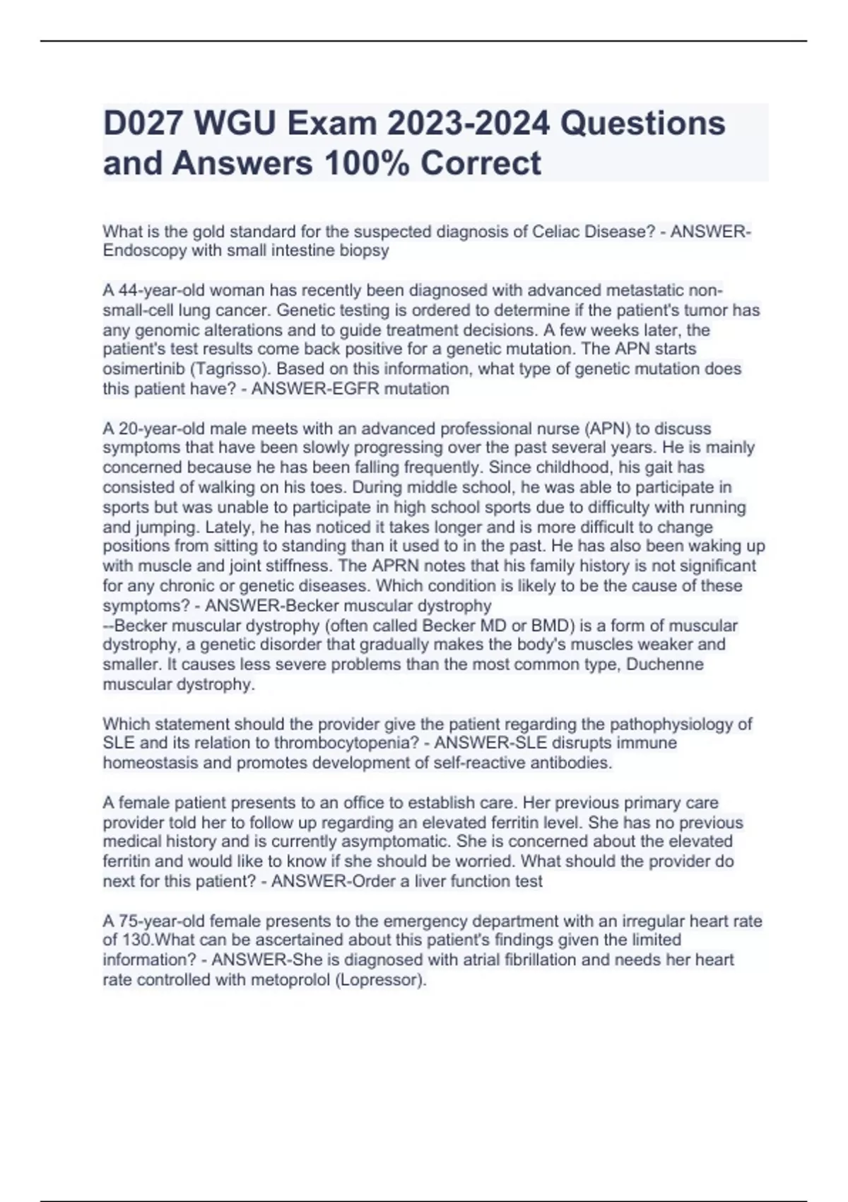 D027 WGU Exam Questions and Answers 100% Correct - D027 WGU - Stuvia US