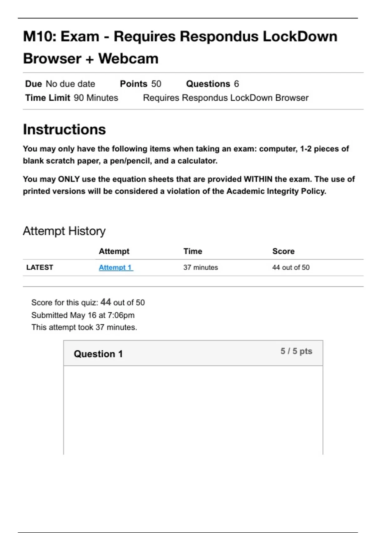 MATH 110 M1, M2, M3, M4, M5, M6, M7, M8, M9, M10, Exam, Quiz, Requires Respondus, LockDown ...