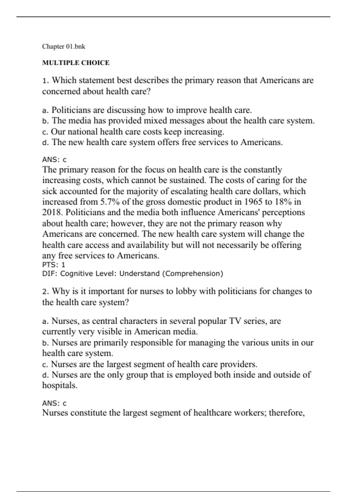 Test Bank for Community/Public Health Nursing, 8th Edition by Mary A ...