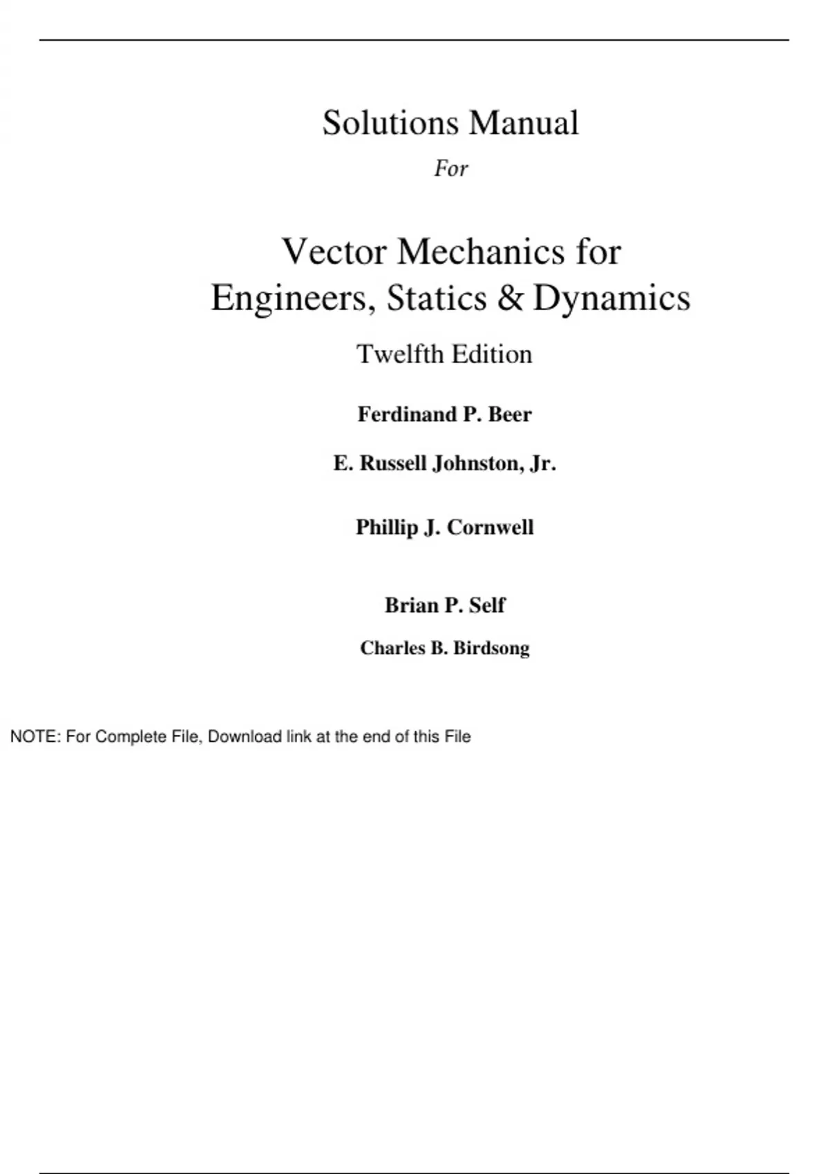 Vector Mechanics for Engineers Statics and Dynamics 12th Edition By ...