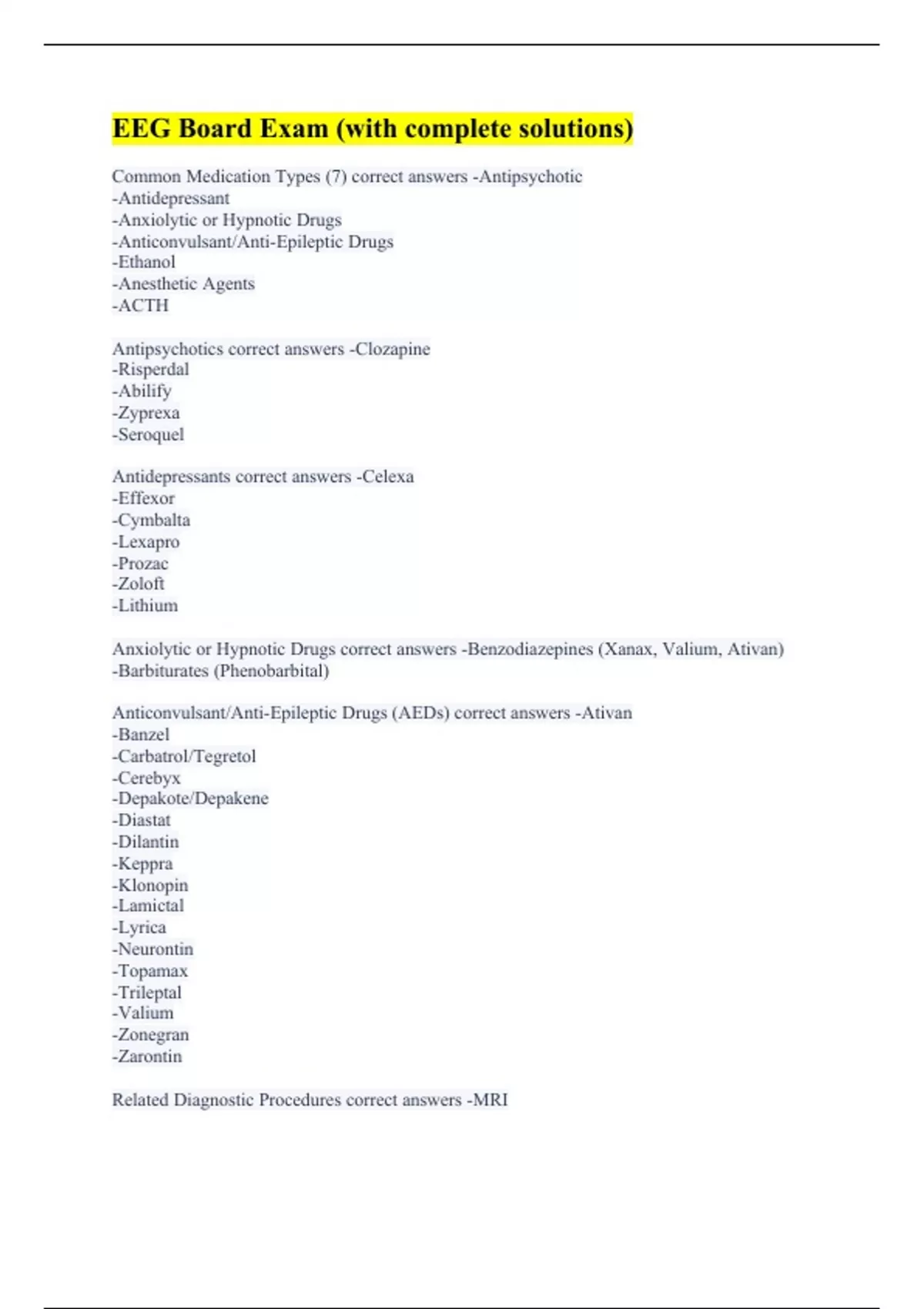 EEG Board Exam (with complete solutions) - EEG Board - Stuvia US