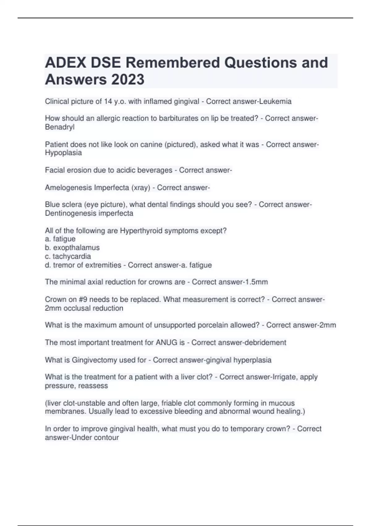 ADEX DSE Remembered Questions and Answers 2023 ADEX DSE Remembered Questions and Answers 2023 ...