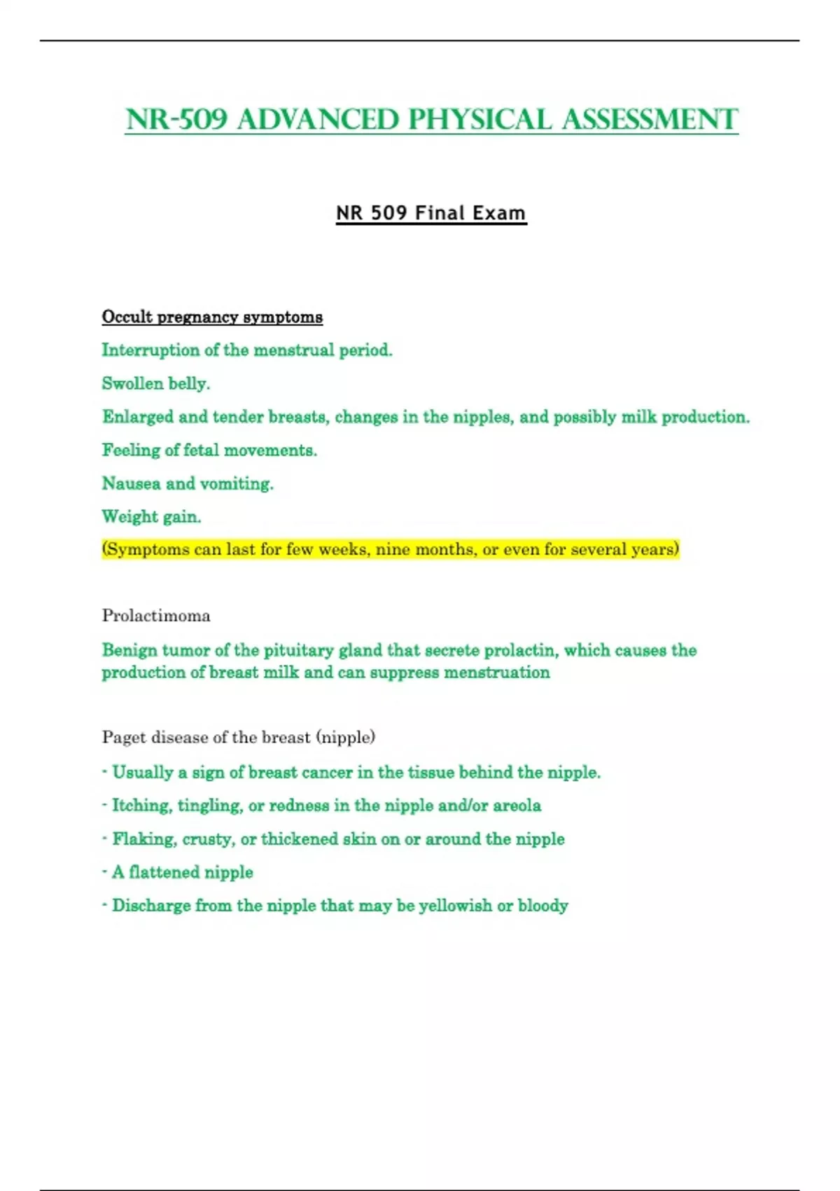 Final Exam - NR509 / NR 509 (Latest 2023 / 2024) : Advanced Physical ...