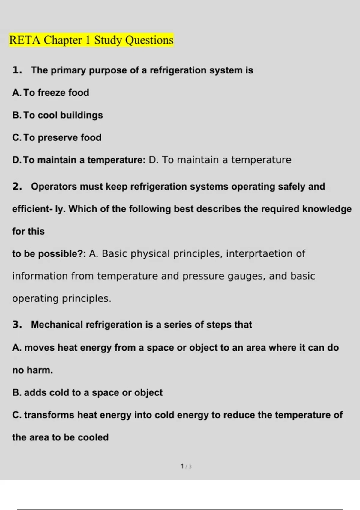 RETA Chapter 1 Study Questions & Answers 2023 - RETA CARO - Stuvia US