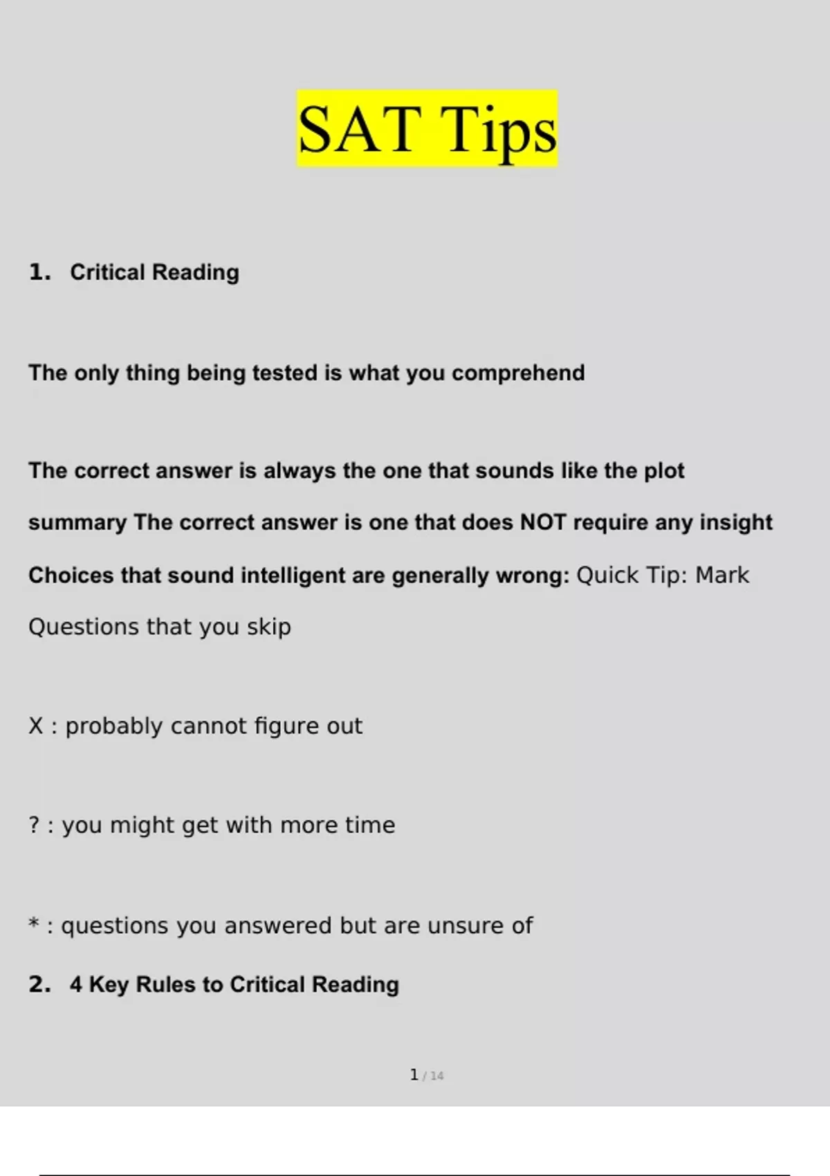 SAT Tips 2023 COMPLETE LATEST UPDATE - SAT - Stuvia US