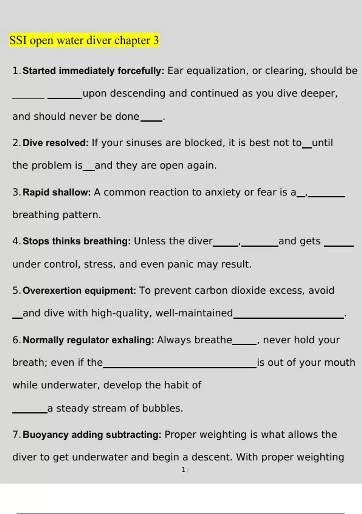 SSI open water diver chapter 3 LATEST 2023 UPDATE - SSI Open Water ...