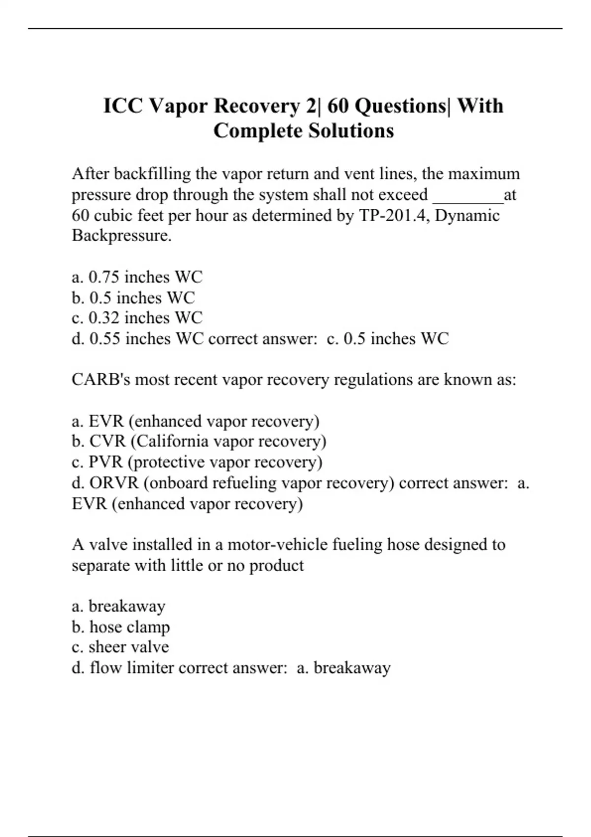 ICC Vapor Recovery 2| 60 Questions| With Complete Solutions - ICC ...
