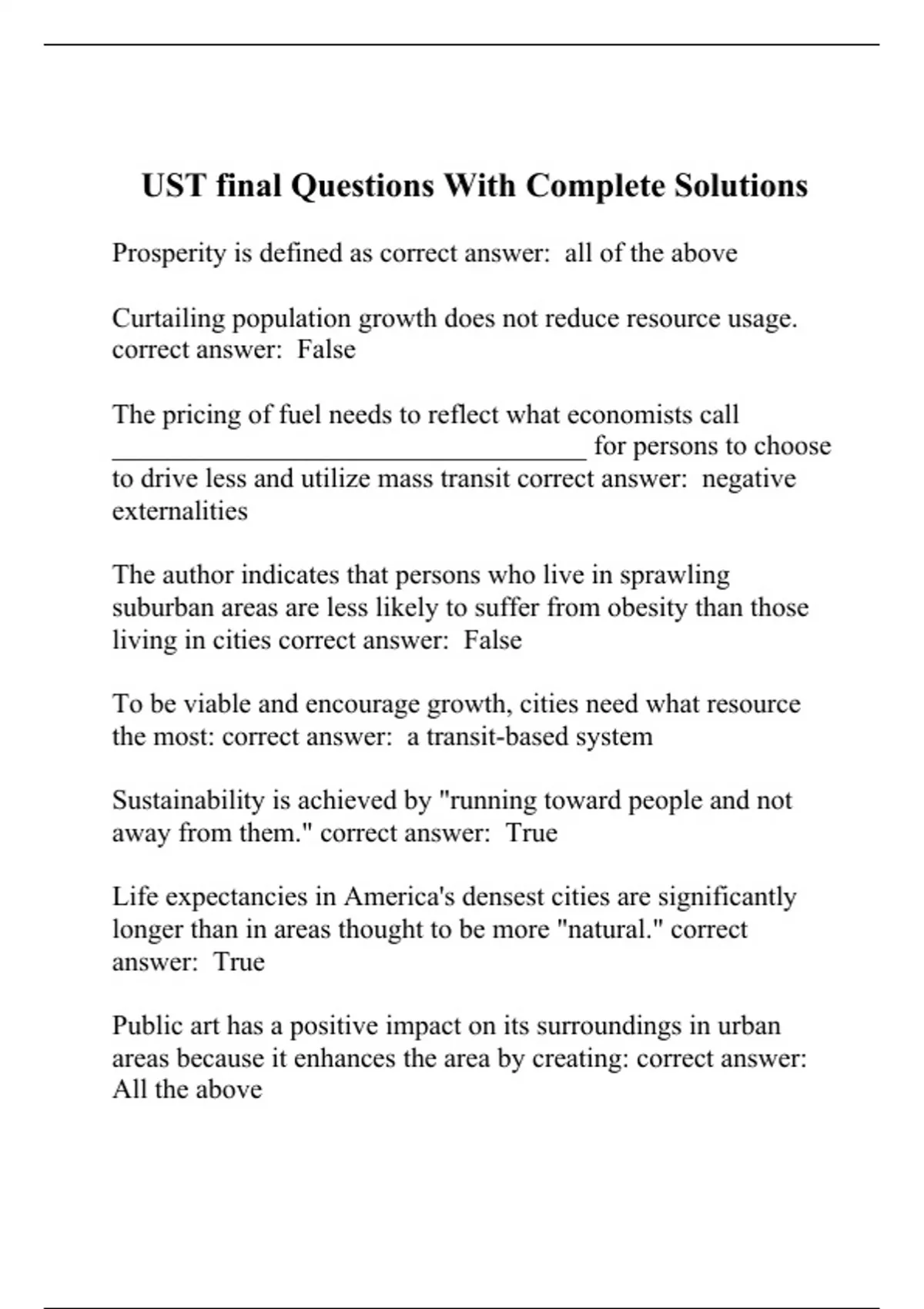 UST final Questions With Complete Solutions - UST - Stuvia US