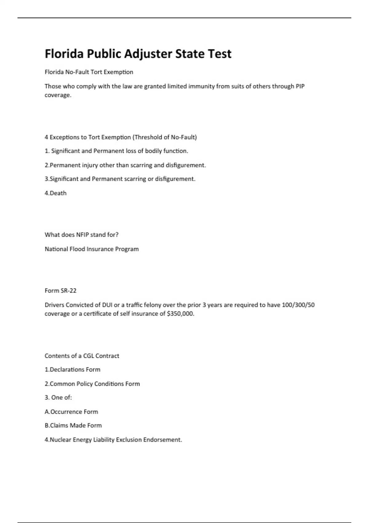 Florida Public Adjuster State Test (2023 – 2024) Complete Solutions ...