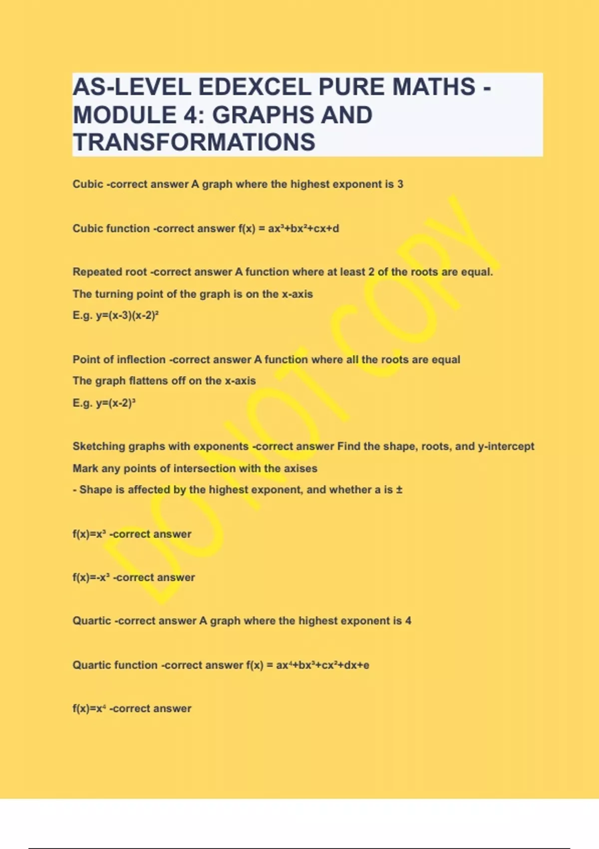 AS-level Edexcel Pure Maths - Module 4: Graphs and Transformations|2023 ...