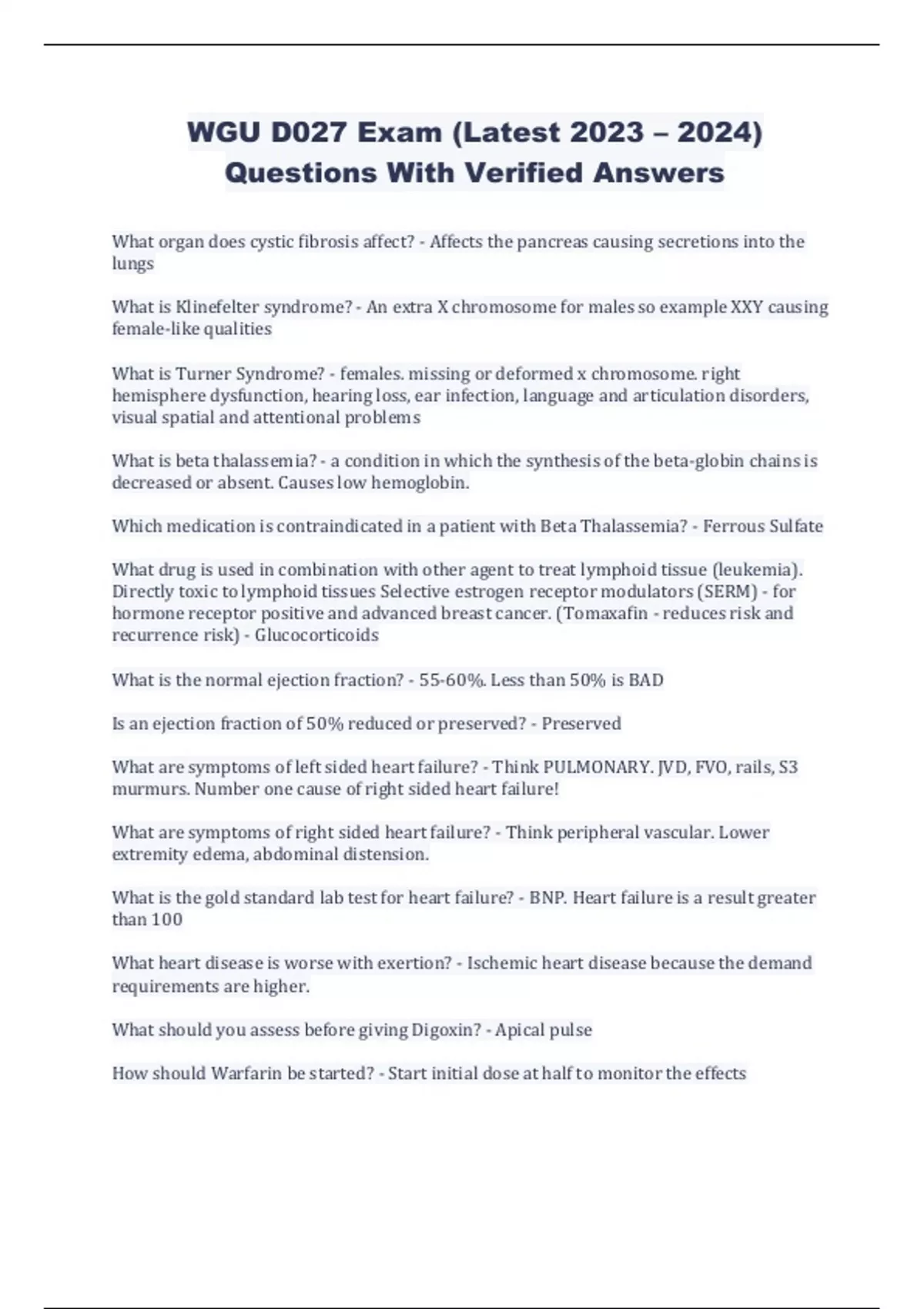 WGU D027 Exam (Latest 2023 – 2024) Questions With Verified Answers ...