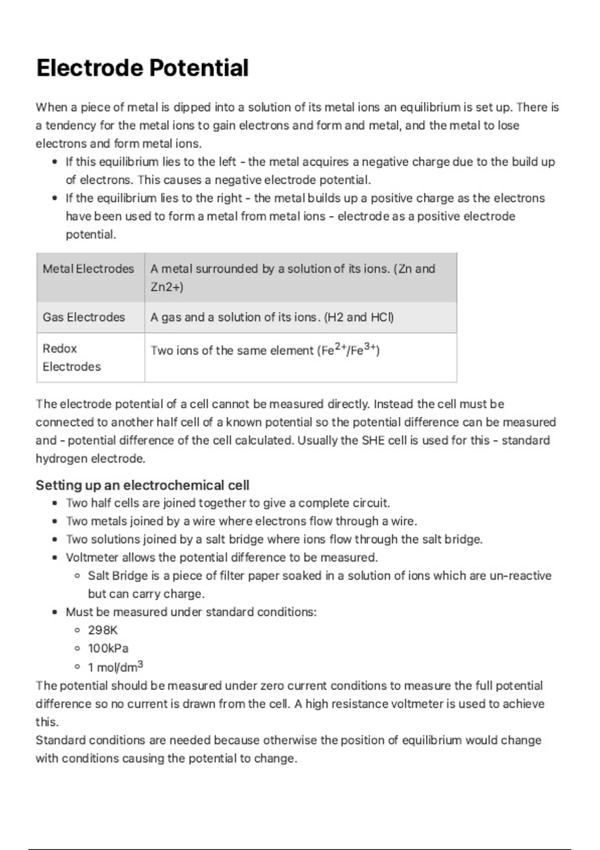 Summary AQA Alevel Chemistry Electrode Potential Notes - Unit 3.1.11 ...