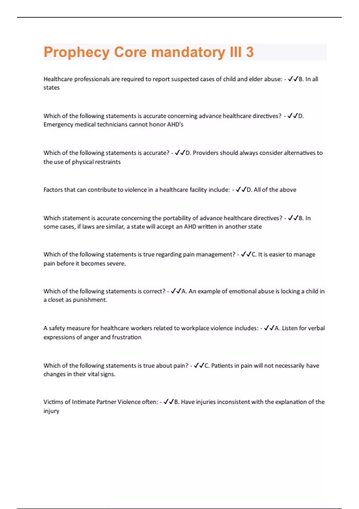 Prophecy Core mandatory III 3Questions and Answers(A+ Solution guide ...