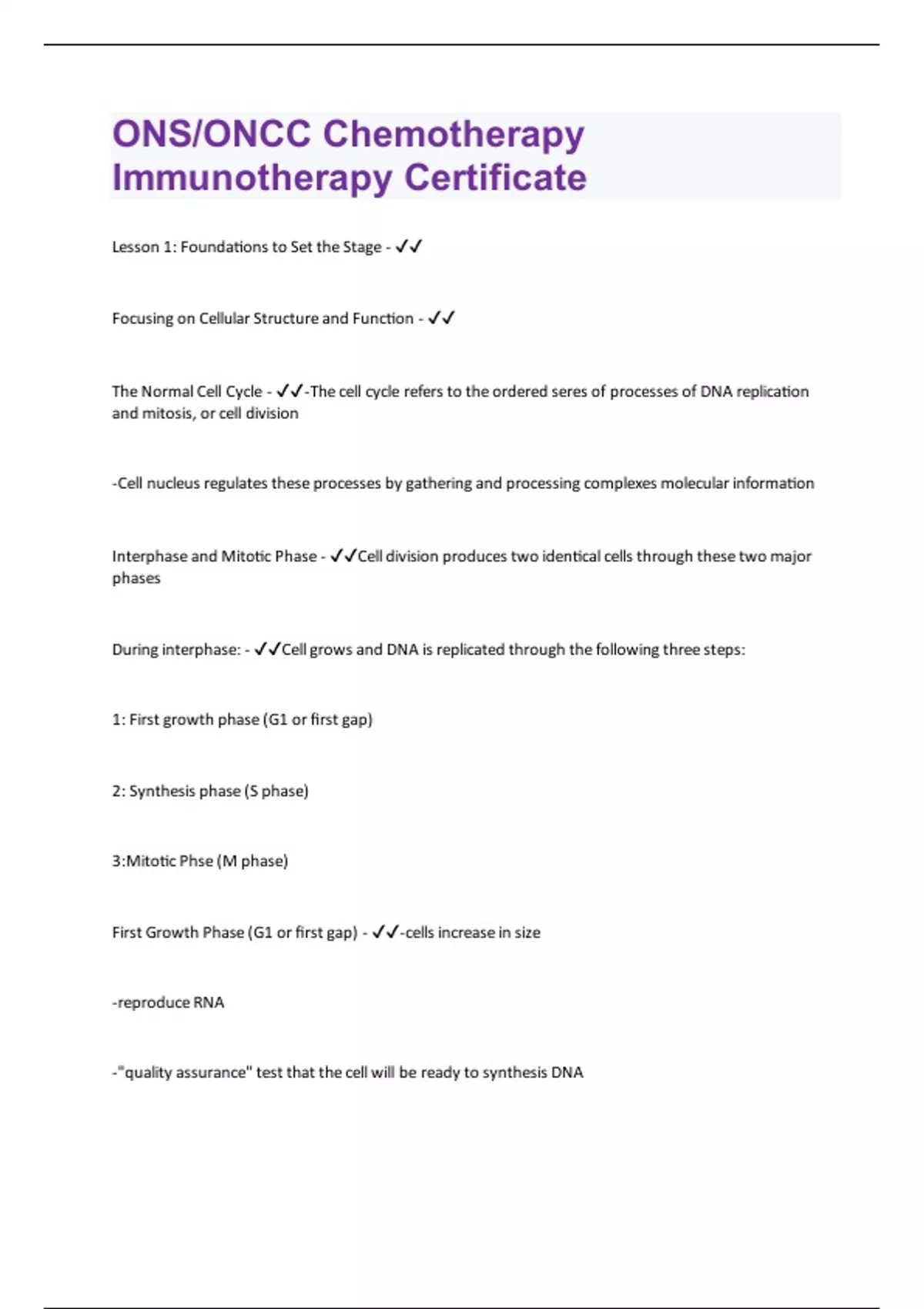 ONS Chemotherapy Immunotherapy Certificate Bundled Course Exams with ...