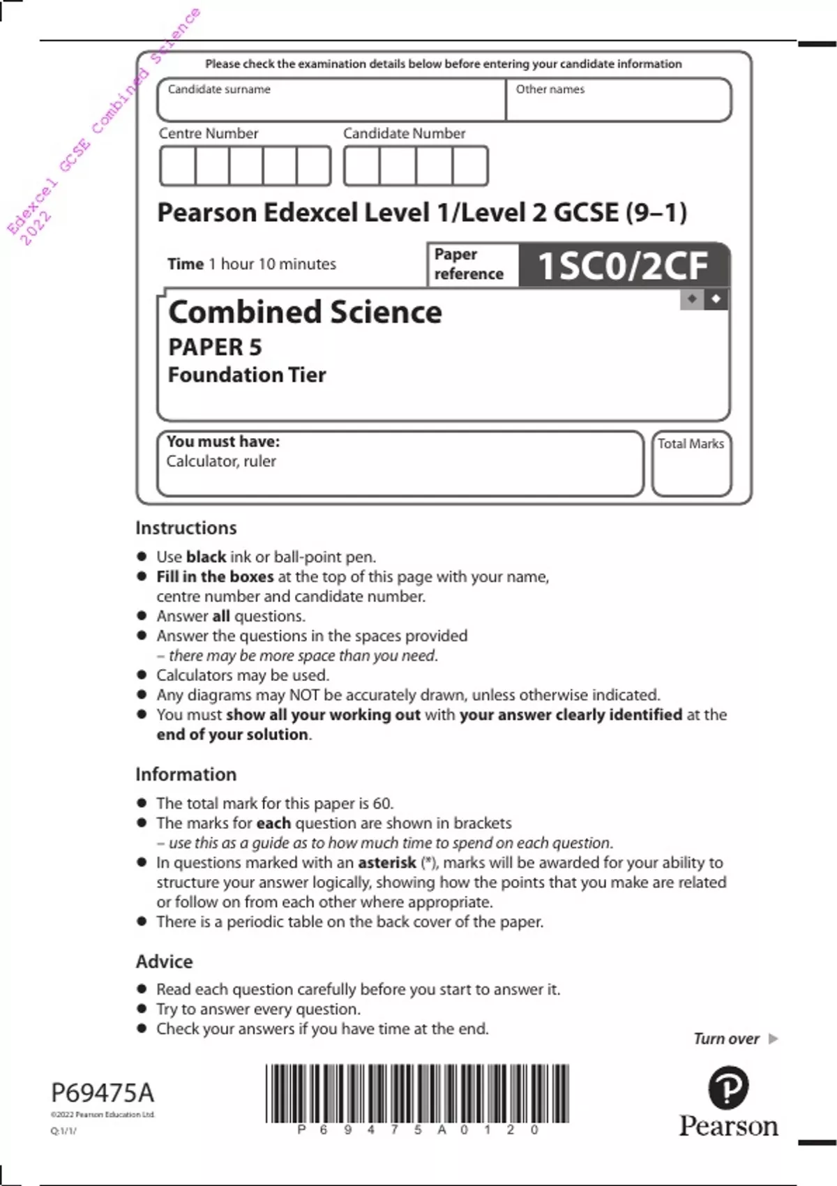 Edexcel GCSE Combined Science PAPER 5 Foundation tier Chemistry 2022 ...