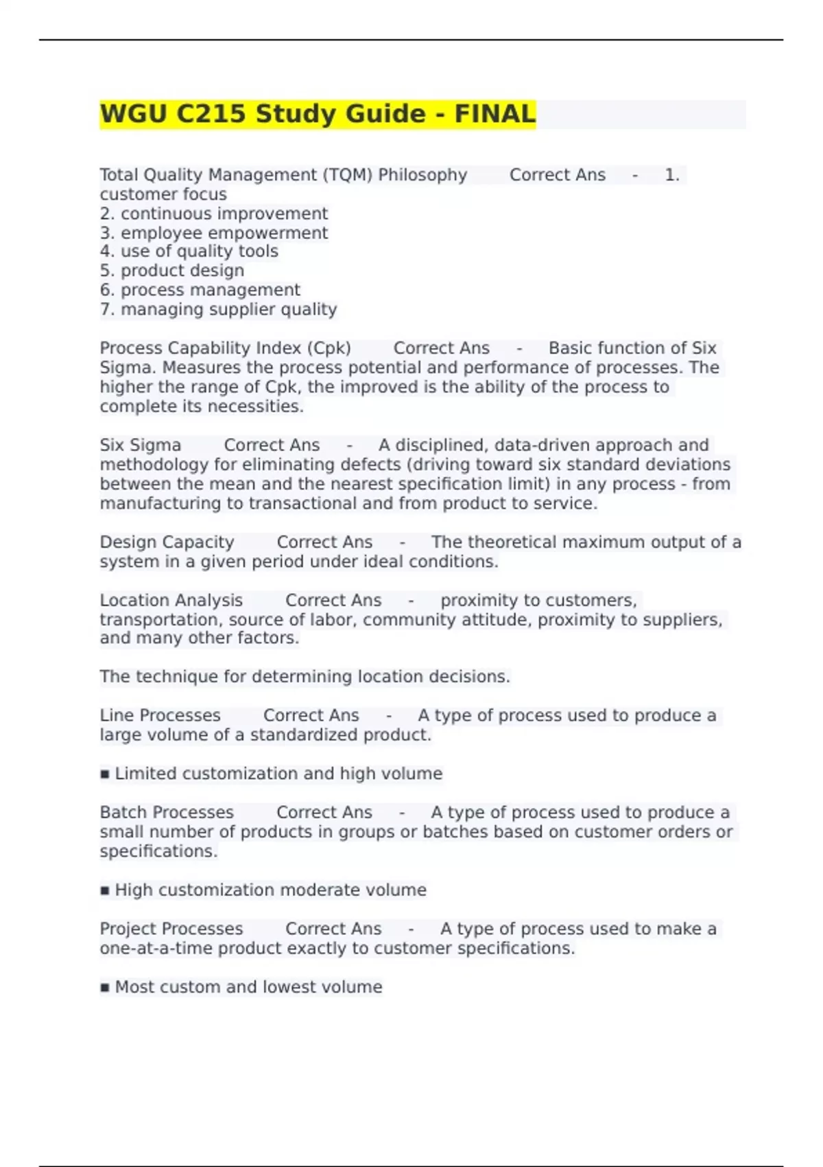 WGU C215 Study Guide - FINAL 2023 - RN- Nursing - Stuvia US