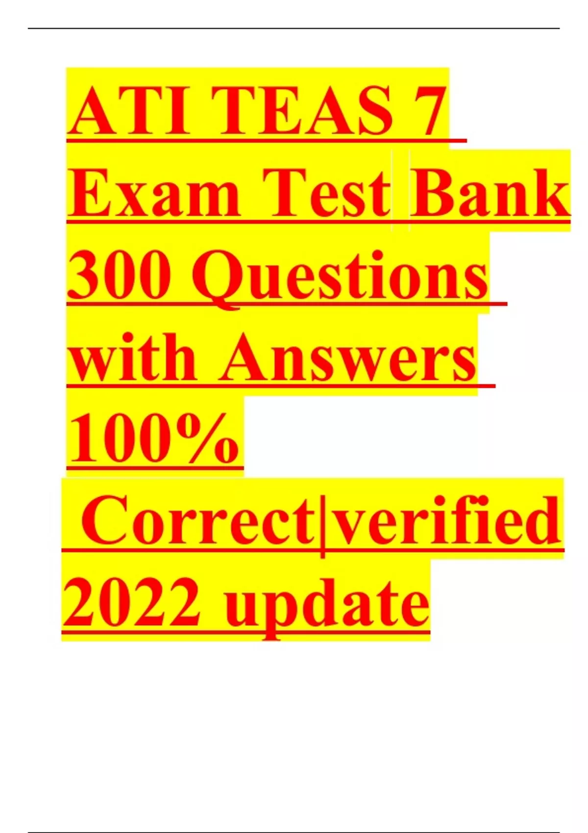 ATI TEAS 7 Exam Test Bank 300 Questions with Answers 100% Correct ...