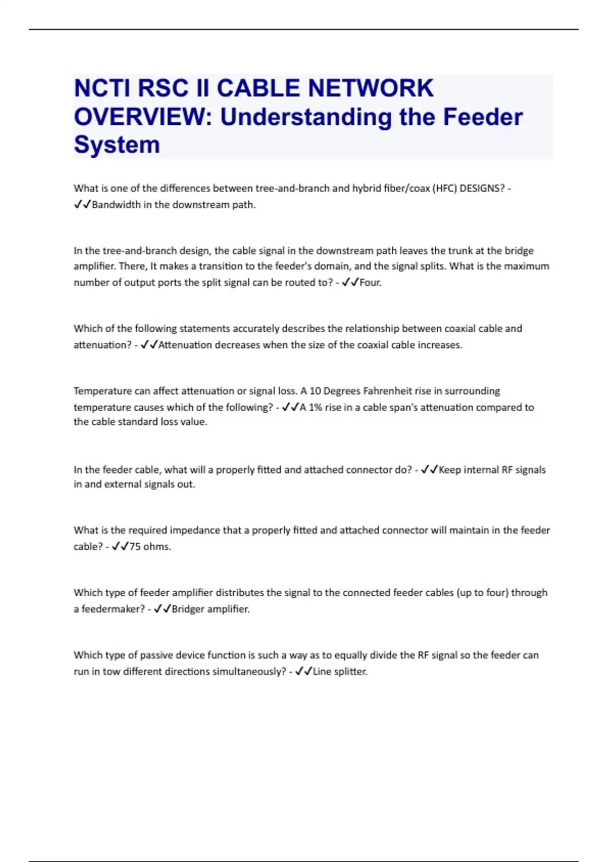 NCTI RSC II CABLE NETWORK OVERVIEW: Understanding the Feeder System ...
