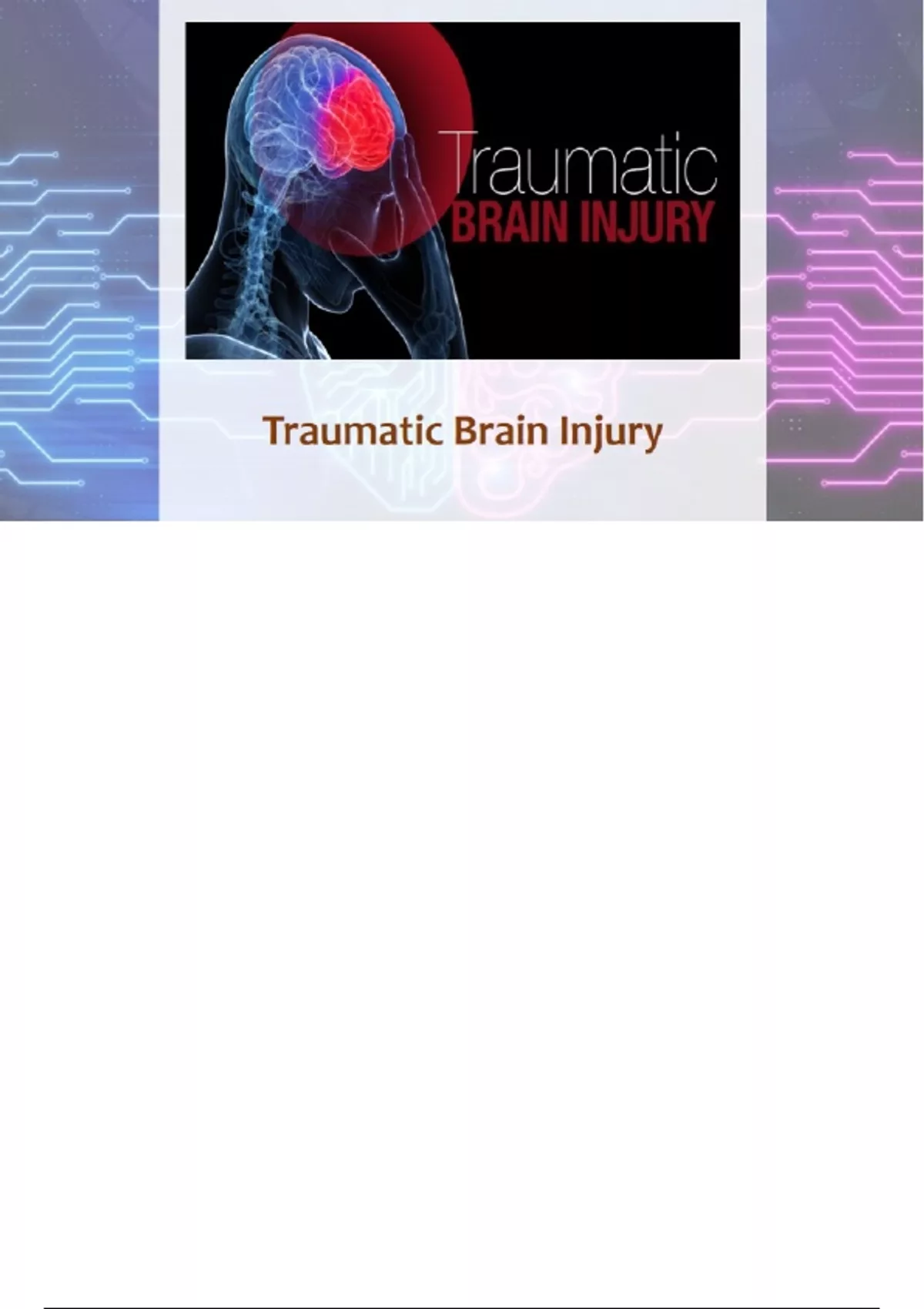 Traumatic Brain Injury - NURSING PROGRAM - Stuvia US