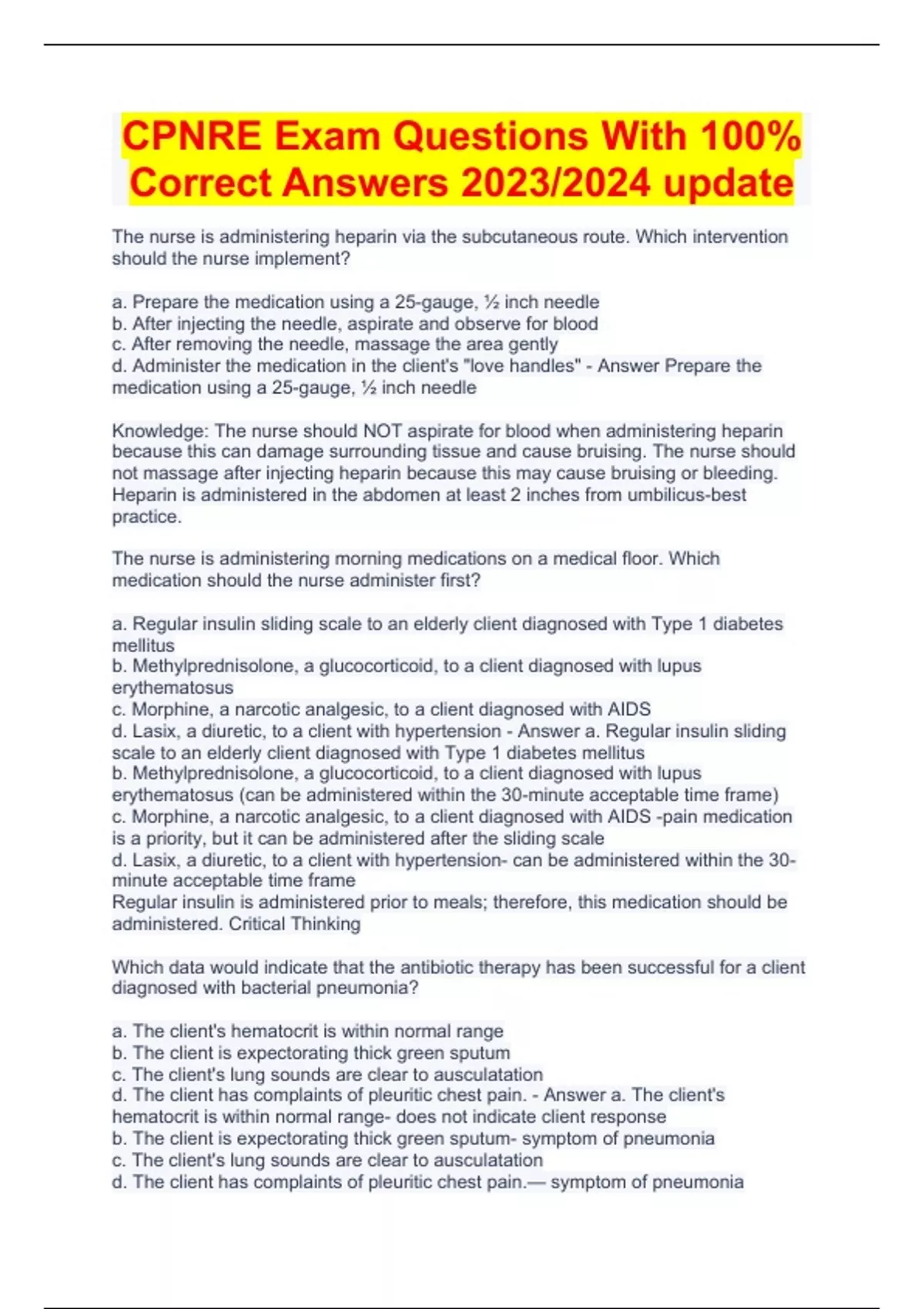 CPNRE Exam Questions With 100% Correct Answers 2023/2024 update - CPNRE ...