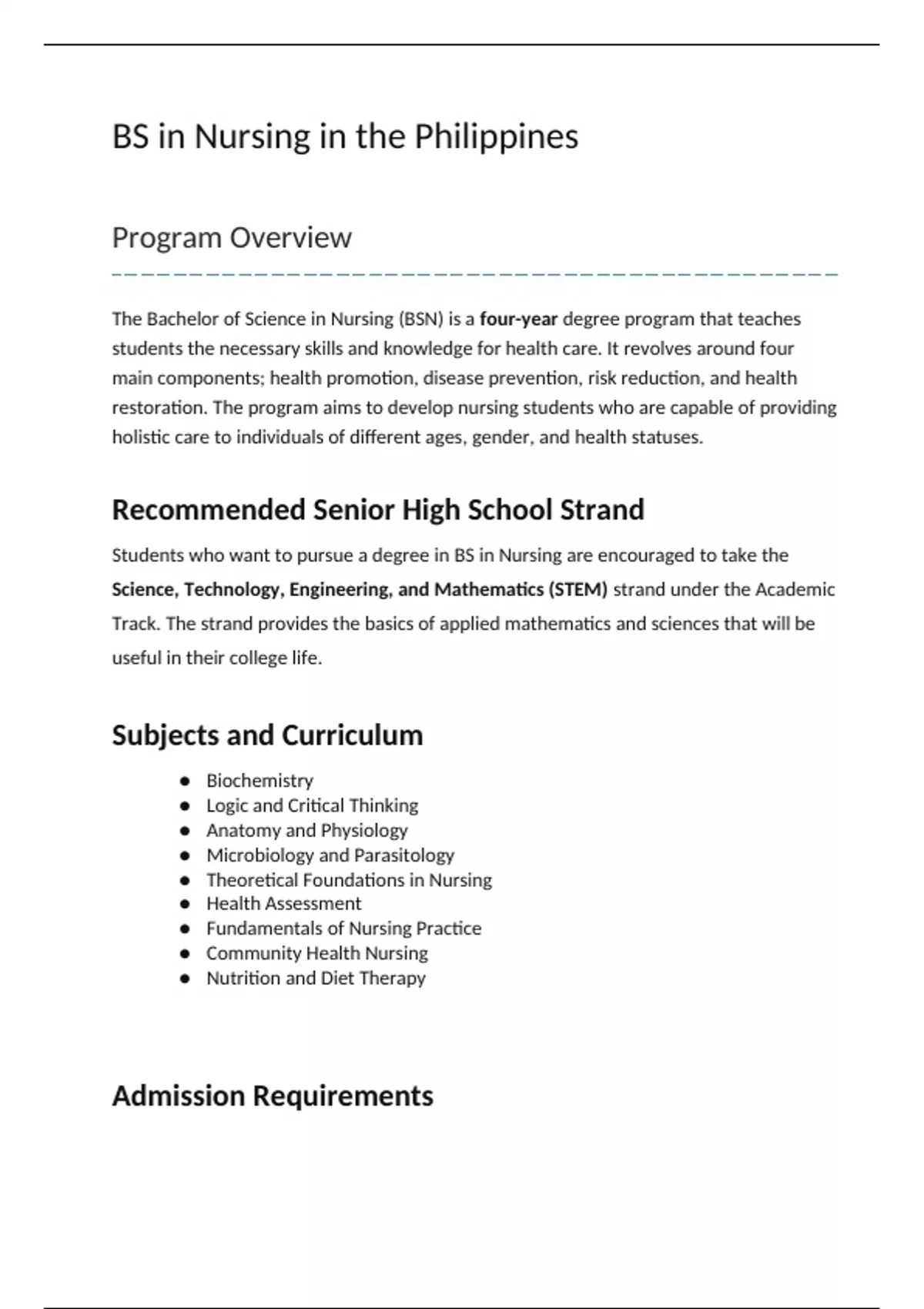 Requirements and Qualification of Nurse - Nursing (PSYC101) - Stuvia US