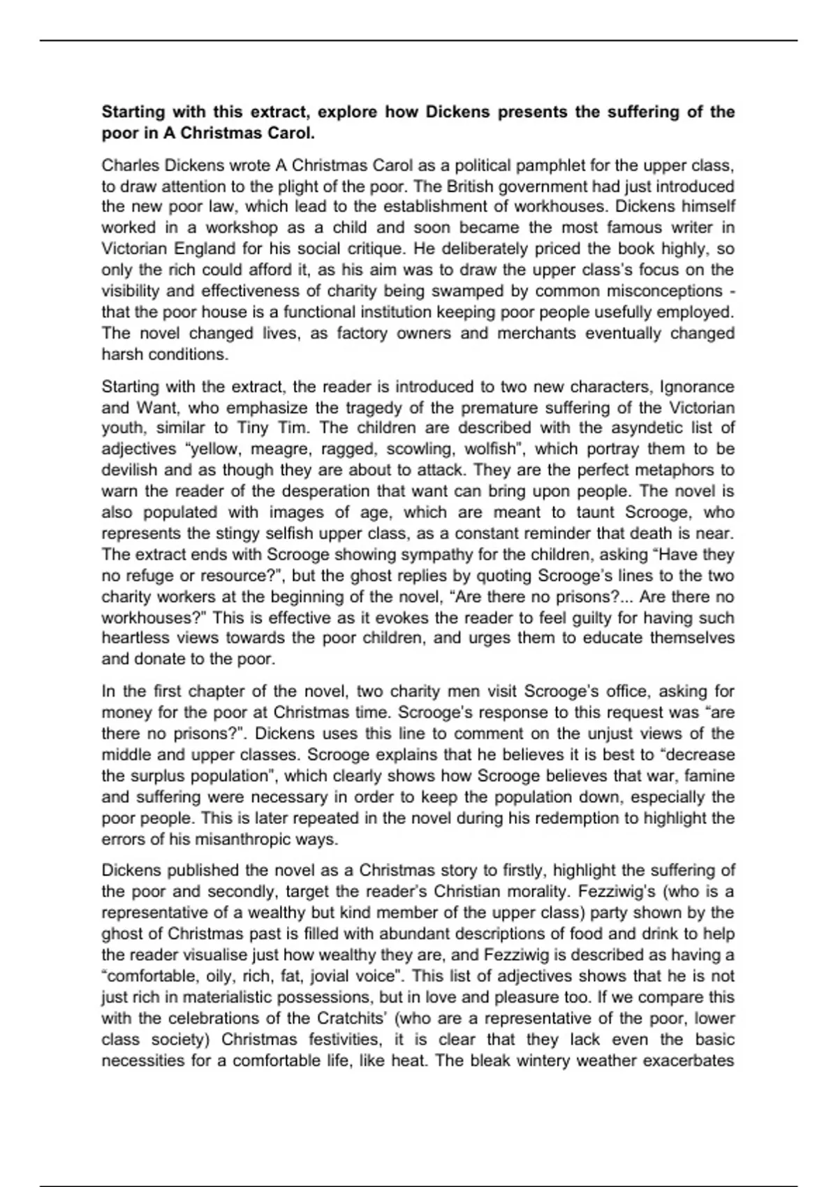 GRADE NINE exemplar essay - Explore how Dickens presents the suffering ...