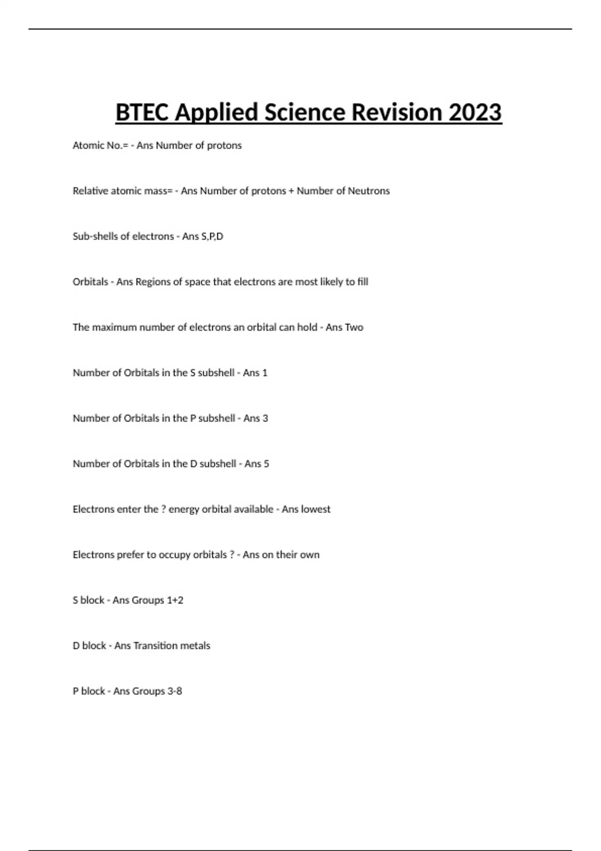 Btec Applied Science Revision 2023 Course Btec Applied Science Stuvia Us