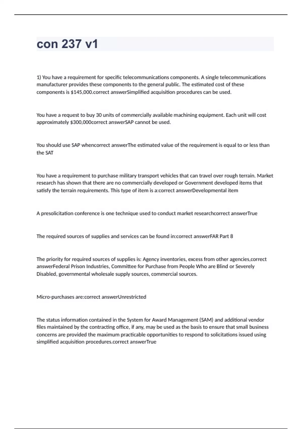 con 237 v1 exam 2023 with correct answers - CON 237 - Stuvia US